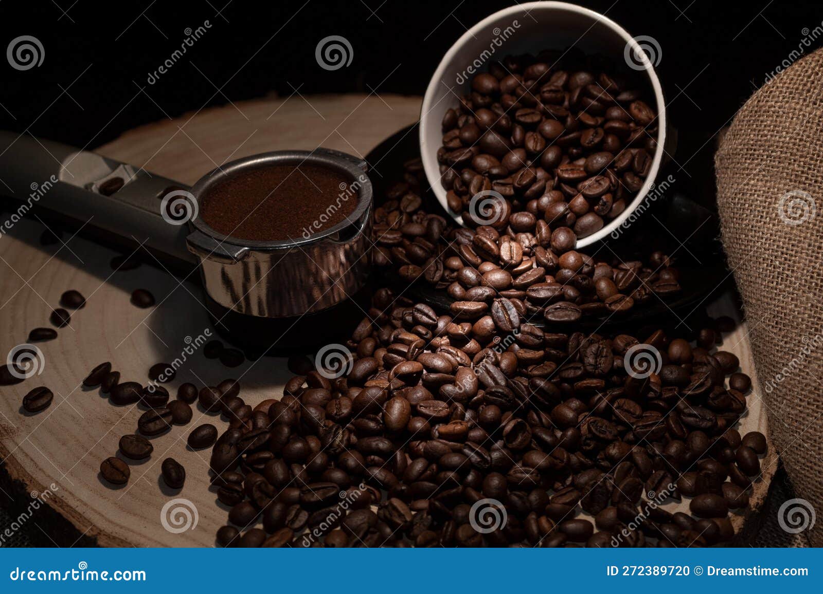 Coffee Beans Close-up, Illuminated by a Beam of Sunlight Stock Photo ...
