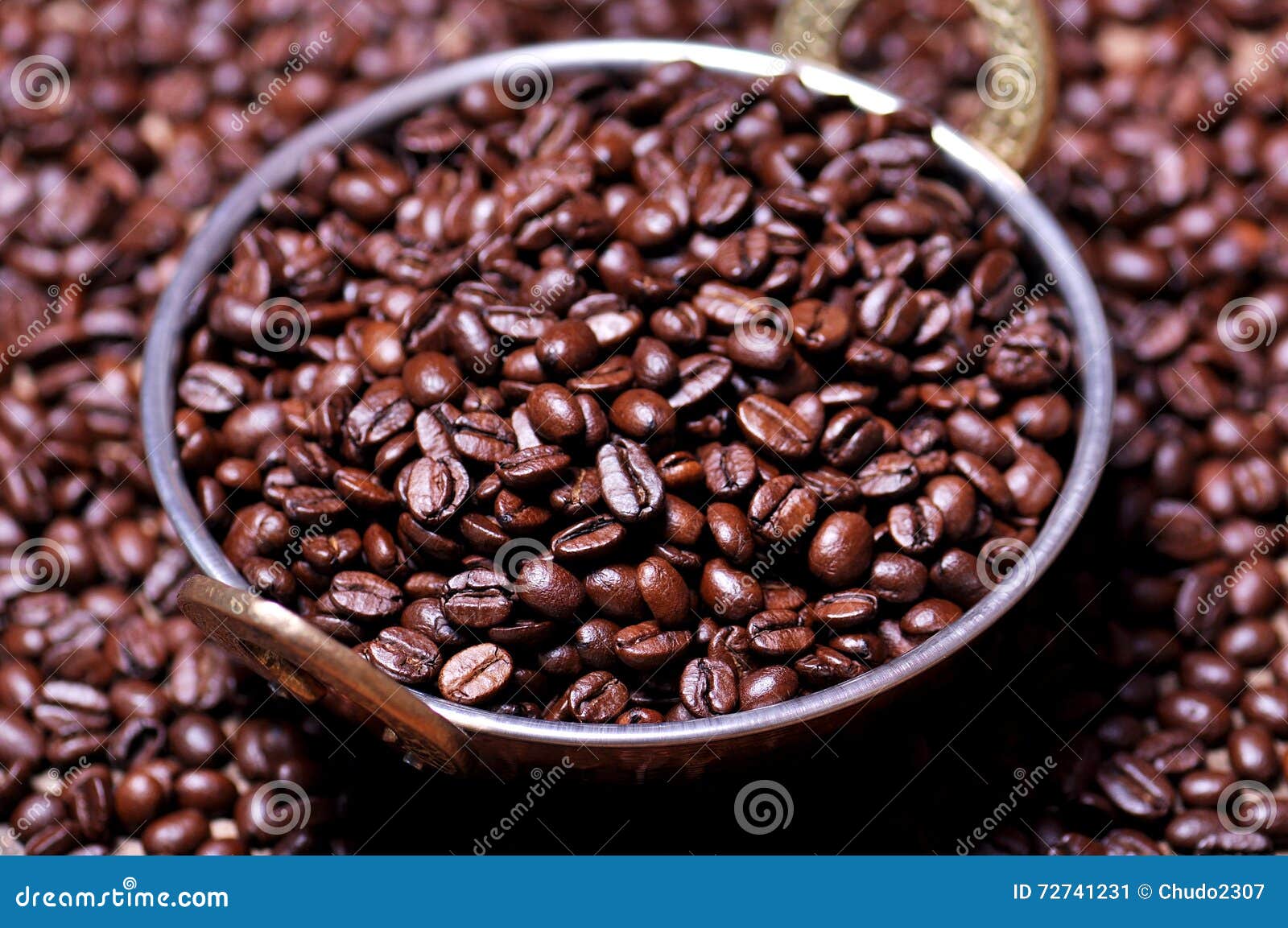 Coffee Beans in a Copper Plate Stock Image - Image of coffee, gourmet ...