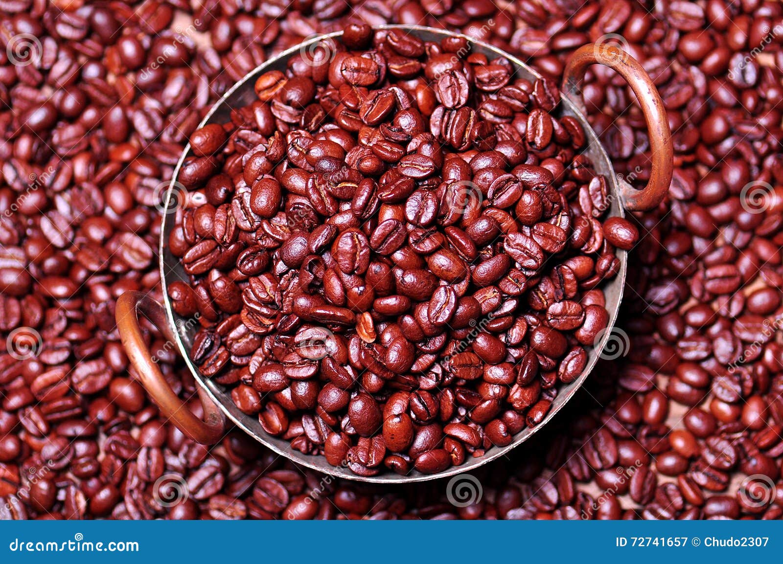 Coffee Beans in a Copper Plate Stock Image - Image of plate, lunch ...