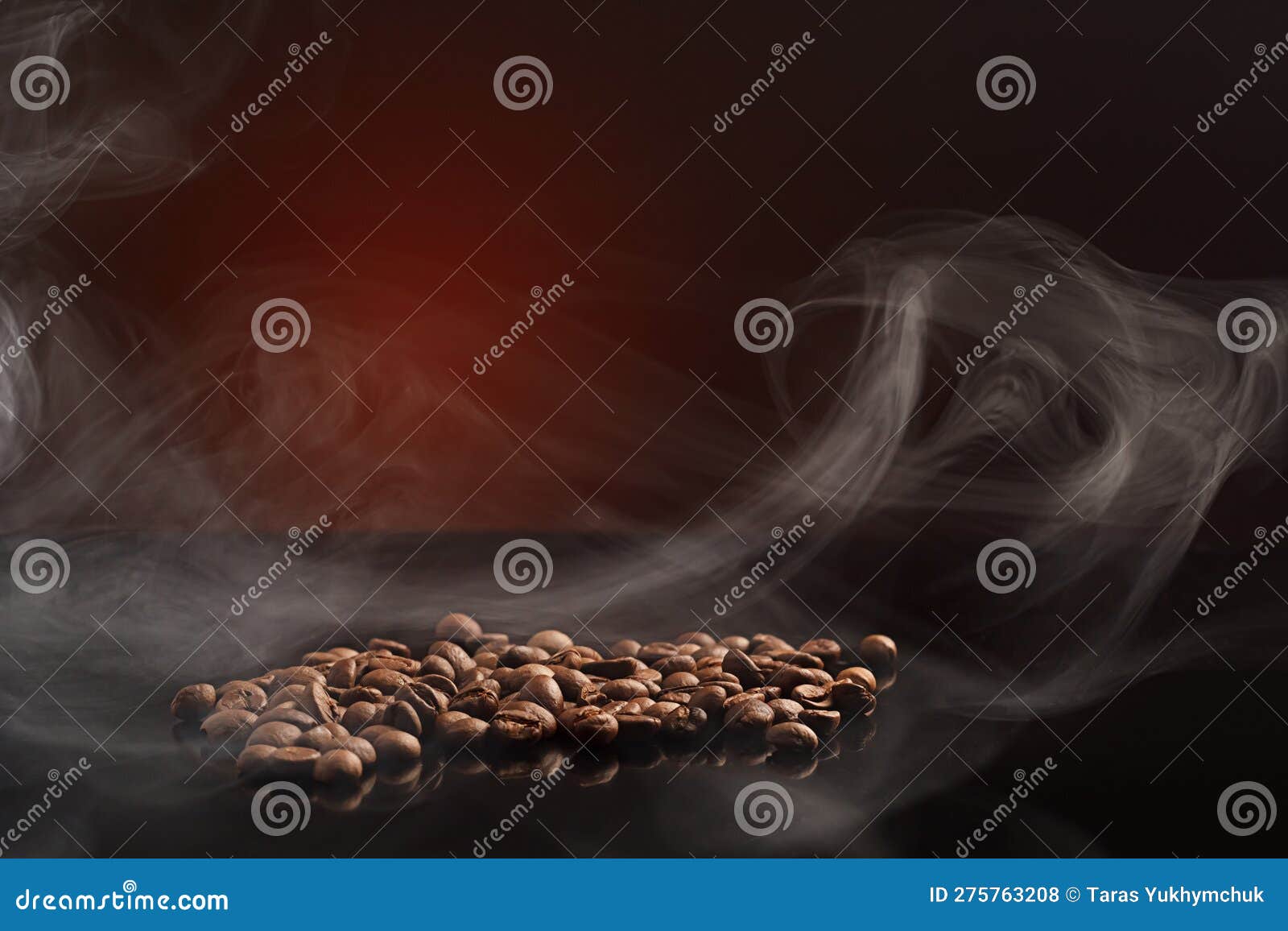 Coffee Beans on a Dark Background with a Red Highlight on the ...