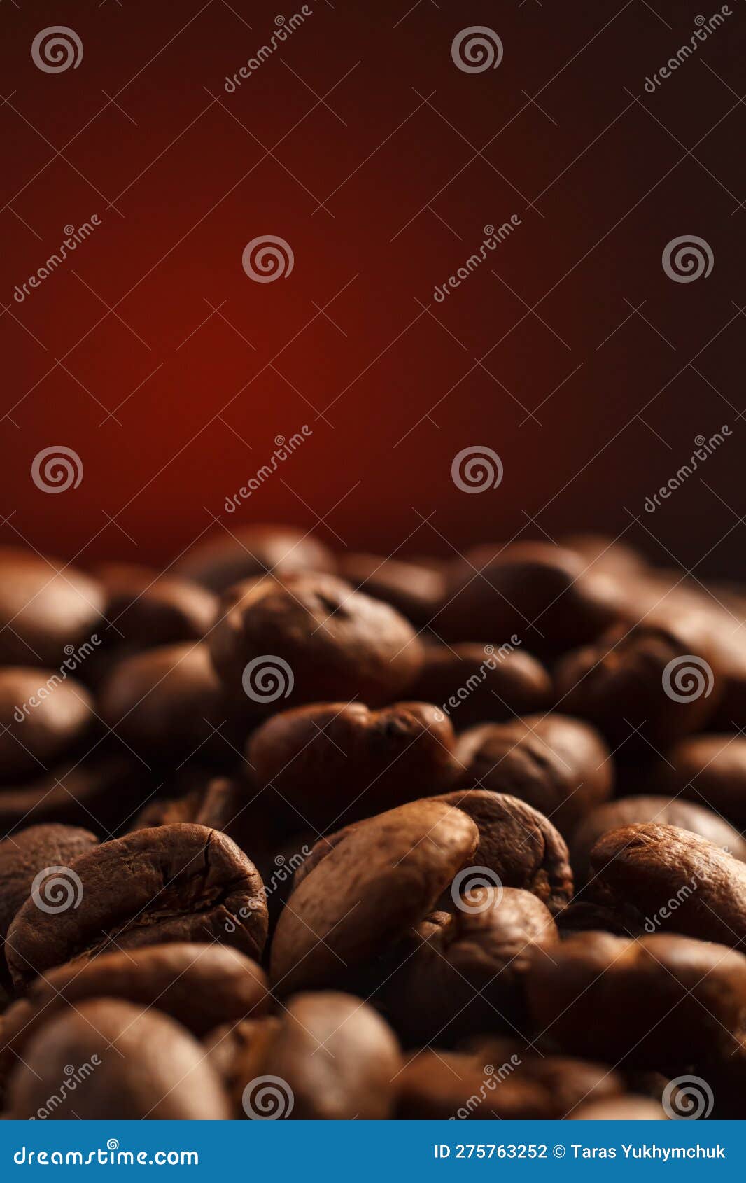 Coffee Beans on a Dark Background with a Red Highlight on the ...