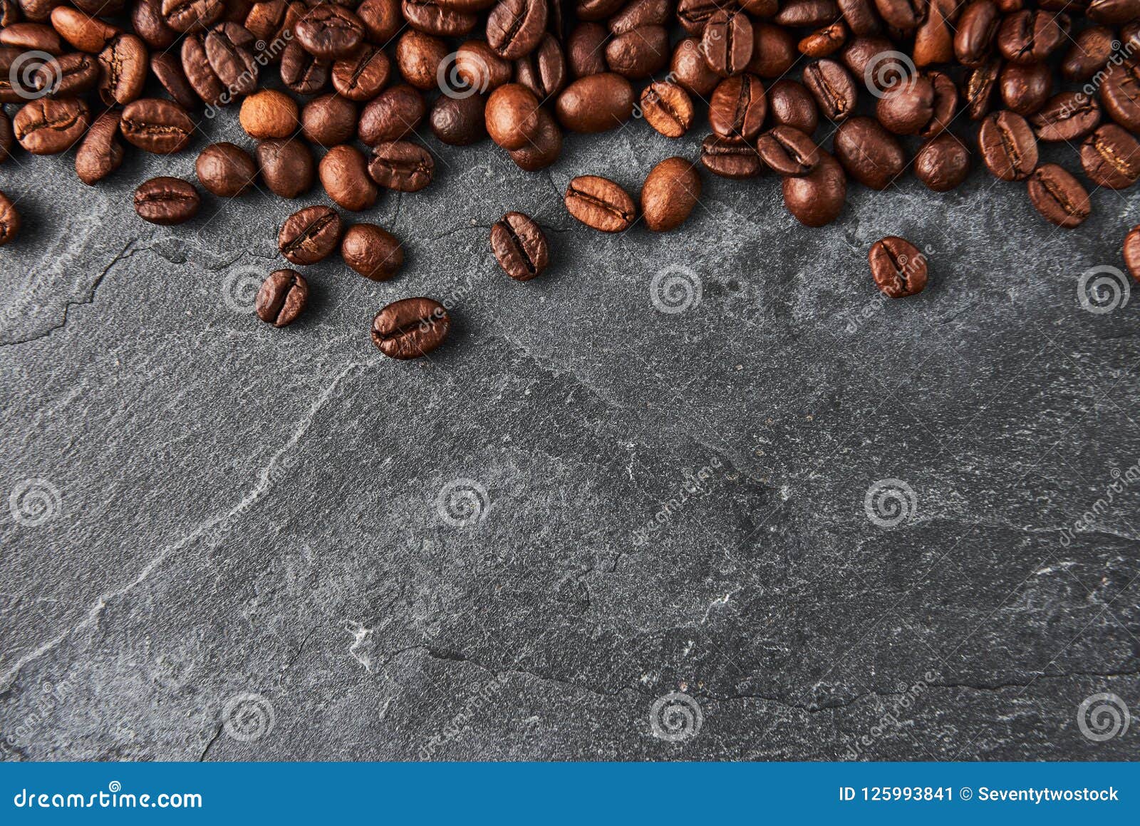 Coffee beans on dark stone stock image. Image of slate - 125993841