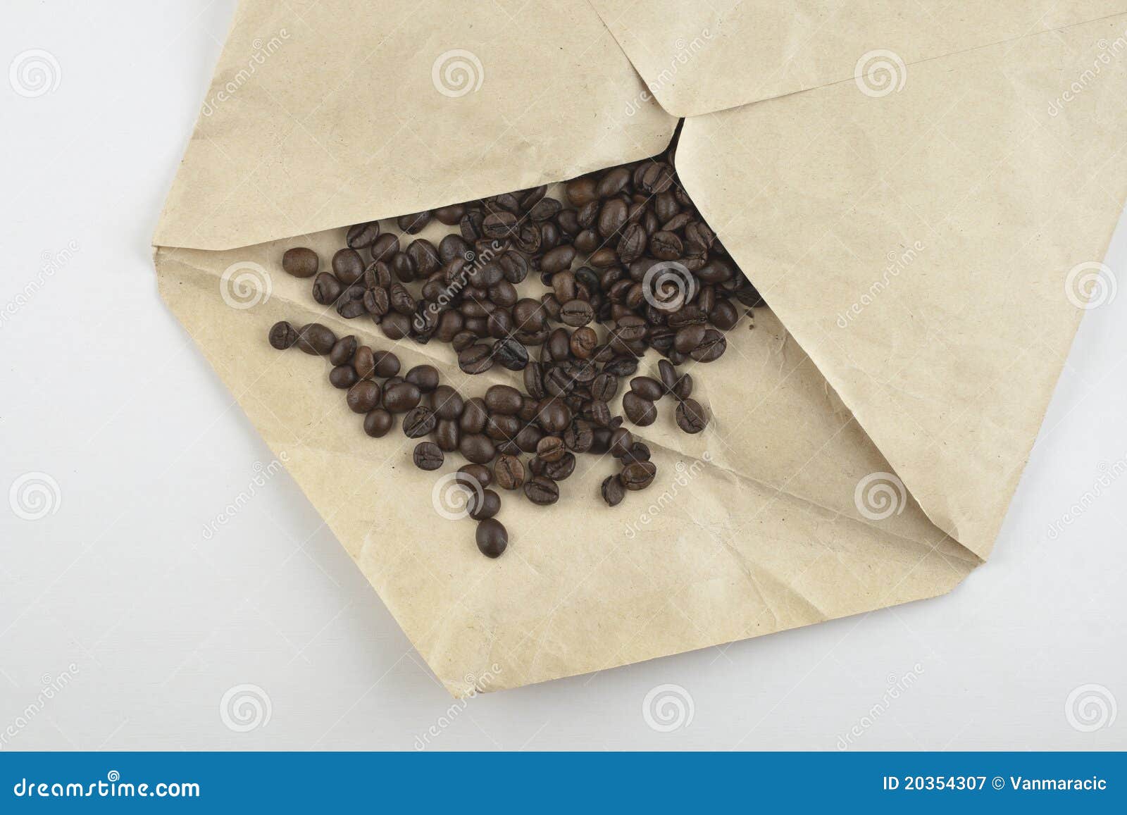 Coffee beans in envelope stock image. Image of aromatic - 20354307