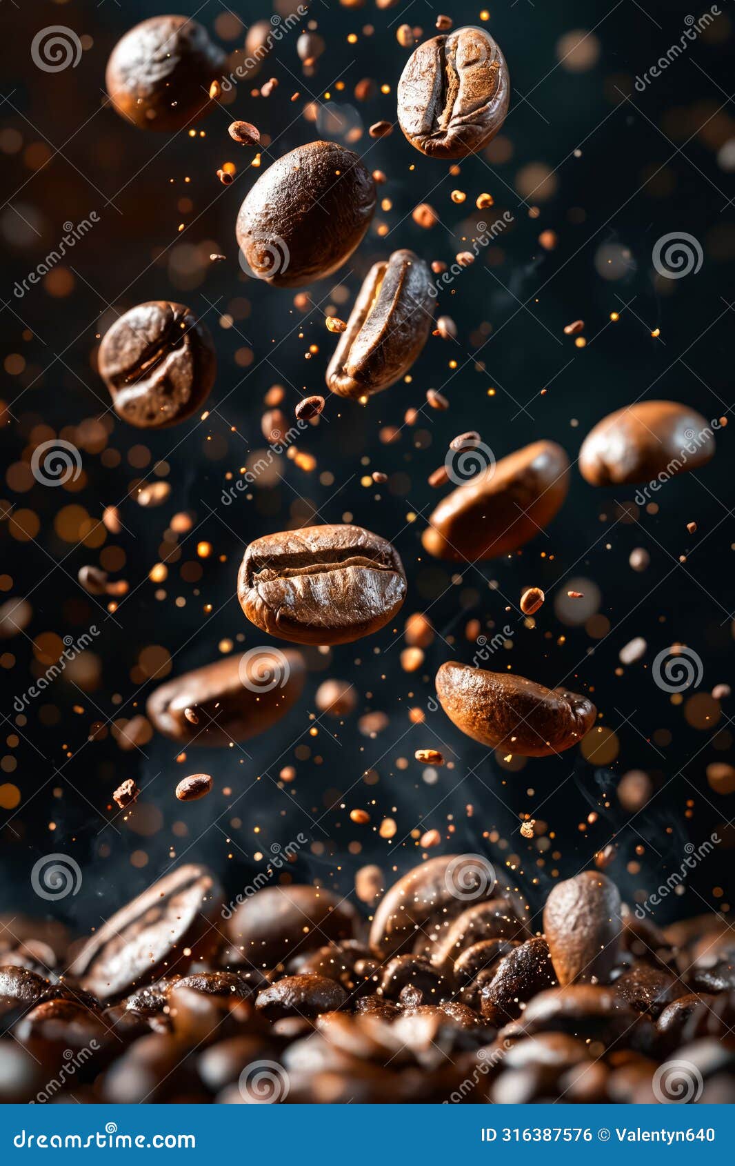 Coffee Beans Falling into the Air. Generative AI Stock Photo - Image of ...