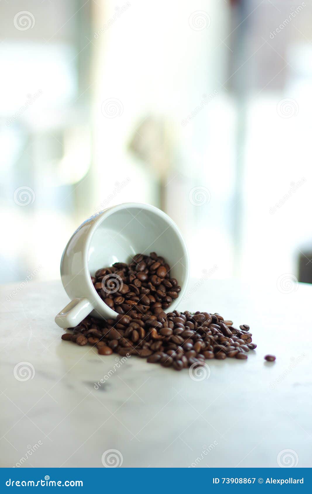 Coffee Beans Falling from a White Cup Stock Image - Image of caffine ...