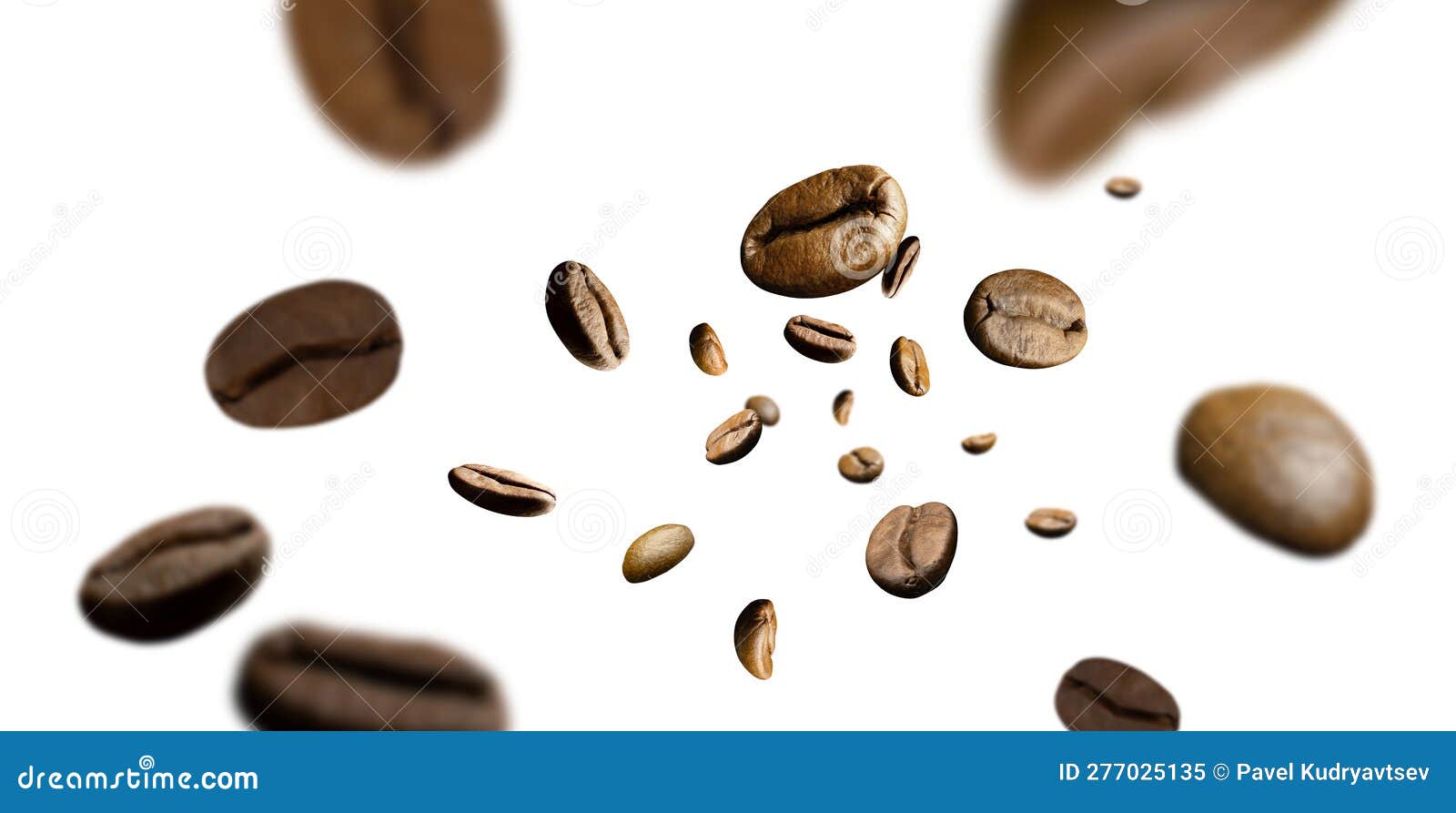 Coffee Beans Fly and Levitate in Space. Isolated on White Stock ...
