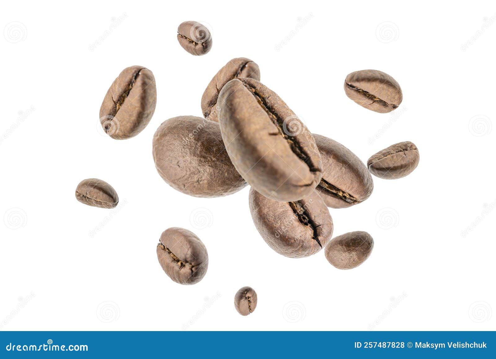 Coffee Beans Flying Background. Black Espresso Grain Falling on White ...