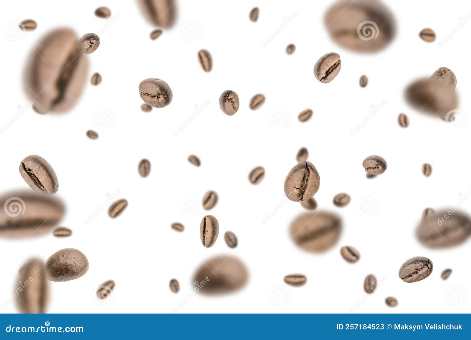 Coffee Beans Flying Background. Black Espresso Grain Falling on White ...