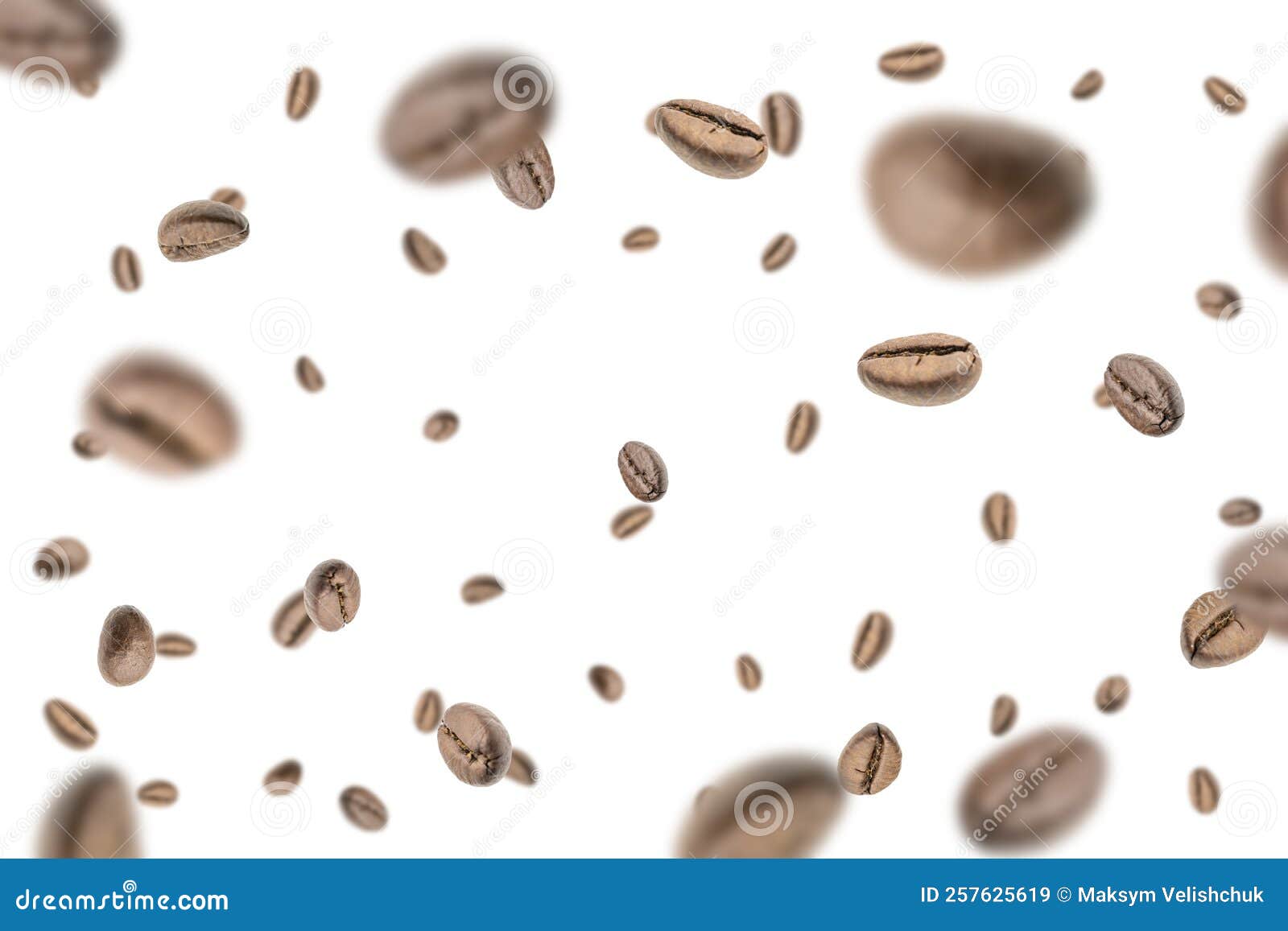 Coffee Beans Flying Background. Black Espresso Grain Falling on White ...