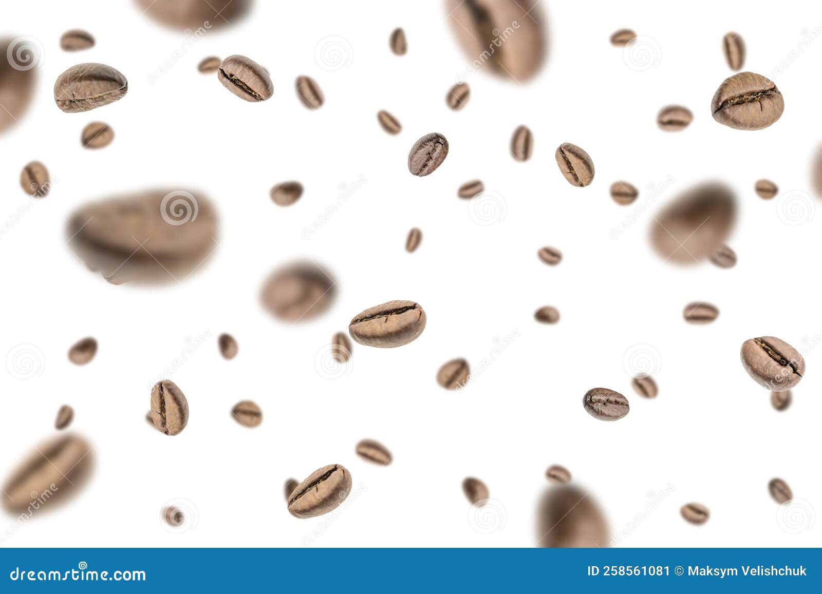 Coffee Beans Flying Background. Black Espresso Grain Falling on White ...