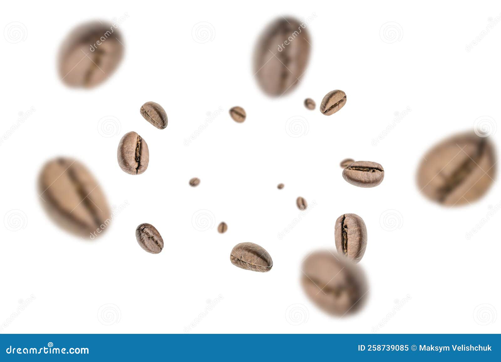 Coffee Beans Flying Background. Black Espresso Grain Falling on White ...