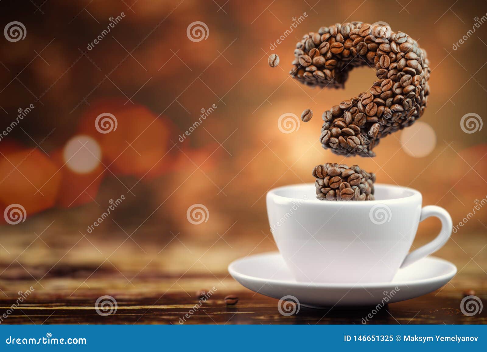 Coffee Beans in a Form of Question Mark and White Cup. FAQ, Ask and ...