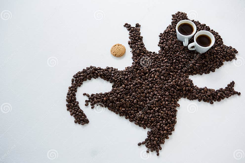 Coffee Beans Forming Monkey Shape Stock Image - Image of creativity ...