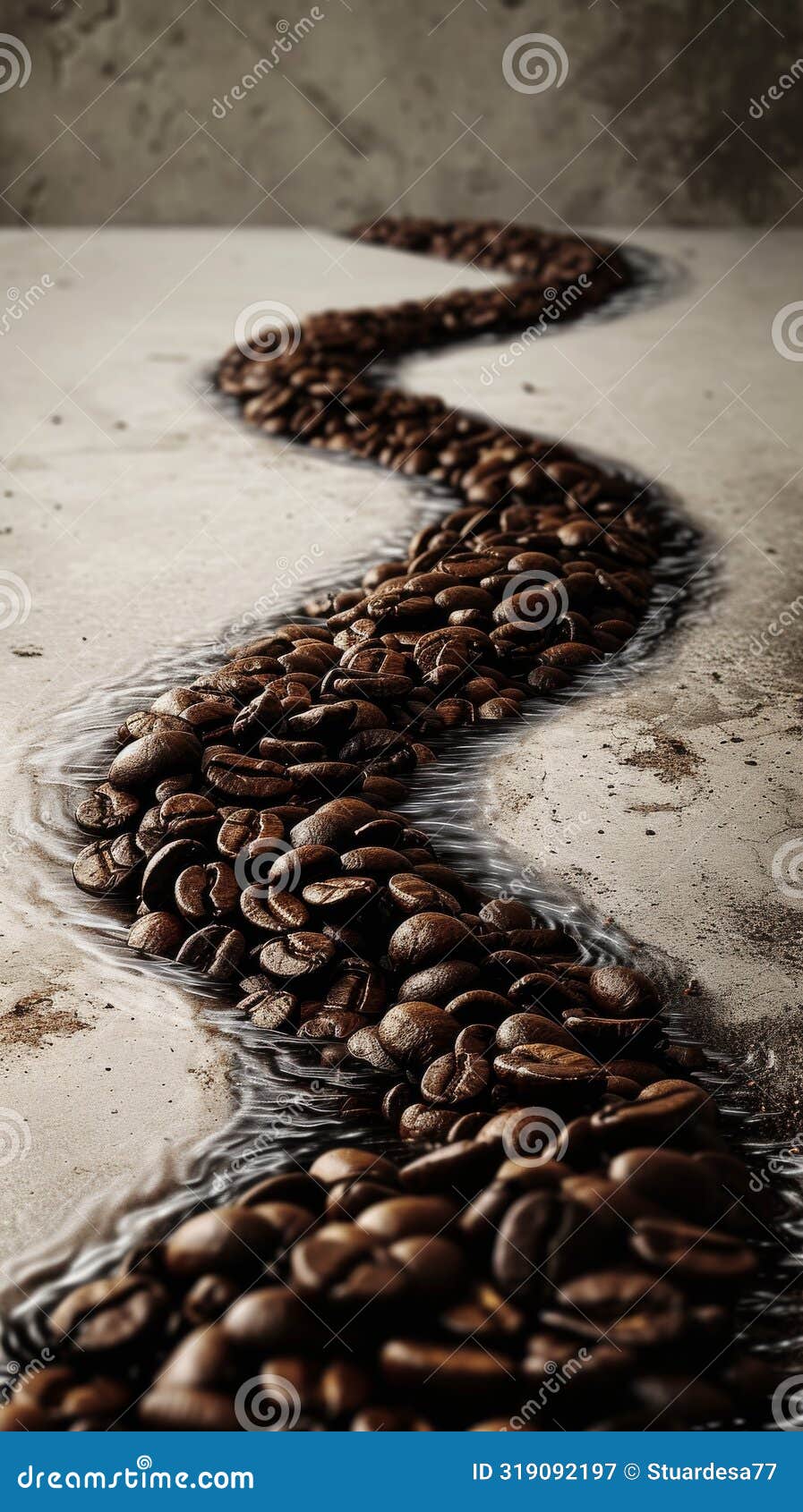 Coffee Beans Forming Path on Grey Surface Stock Image - Image of ...