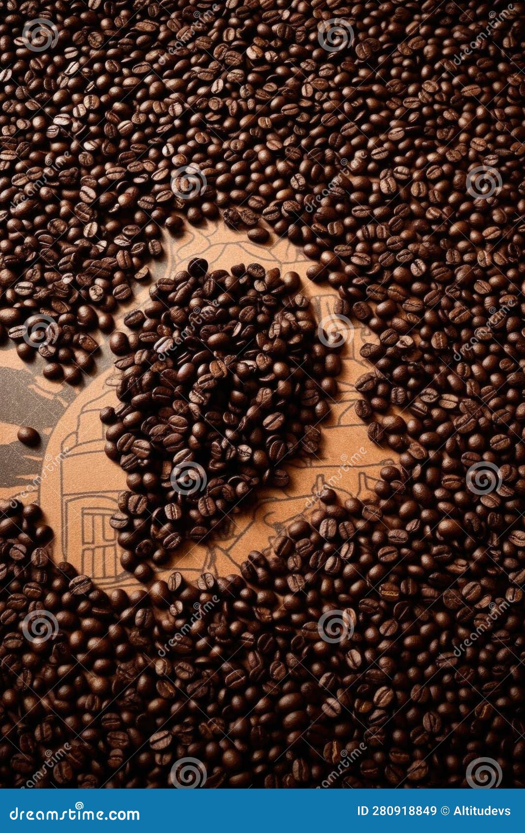 Coffee Beans Forming a World Map Shape Stock Illustration ...