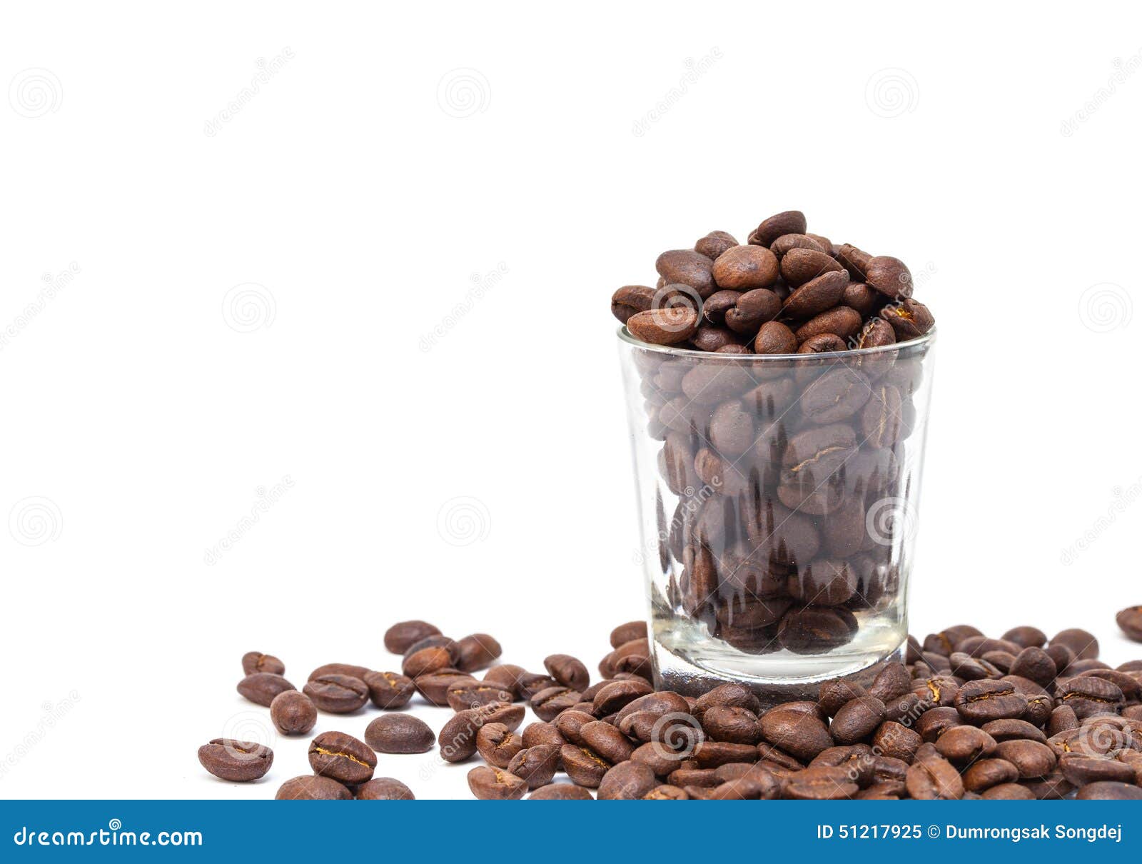 Coffee beans in glass shot stock image. Image of grain - 51217925