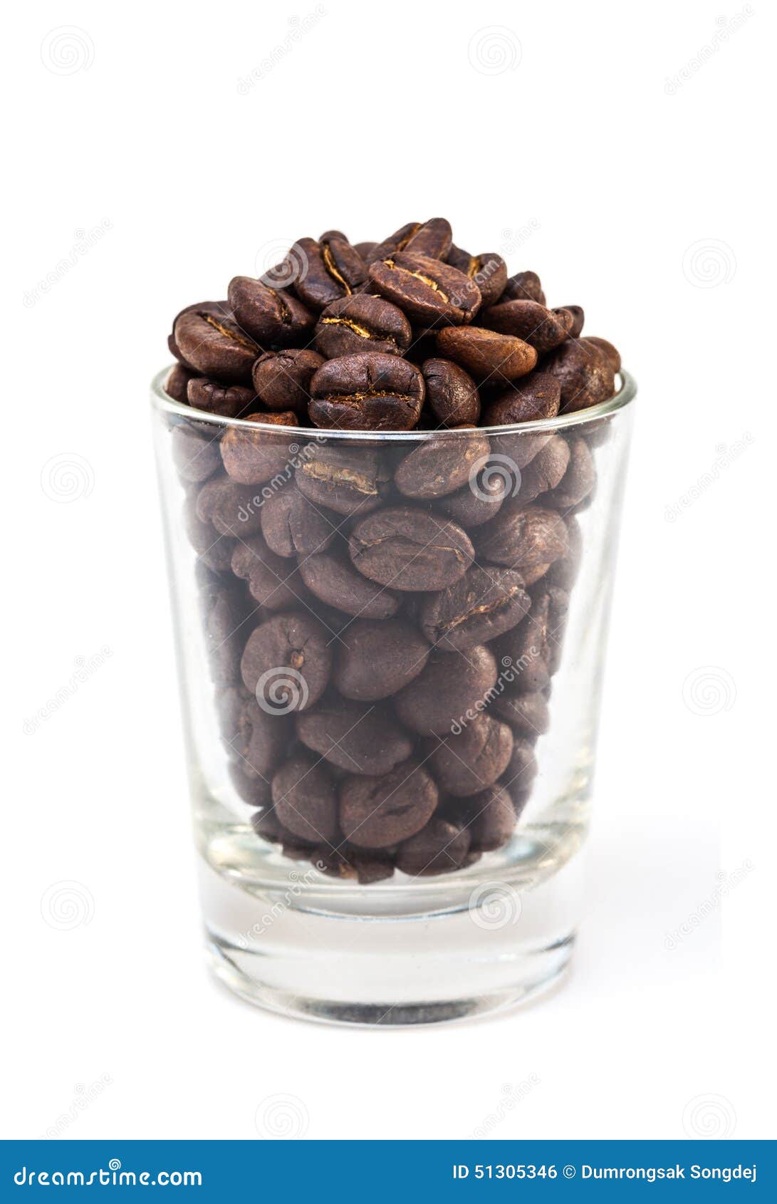 Coffee beans in glass shot stock photo. Image of beverage - 51305346