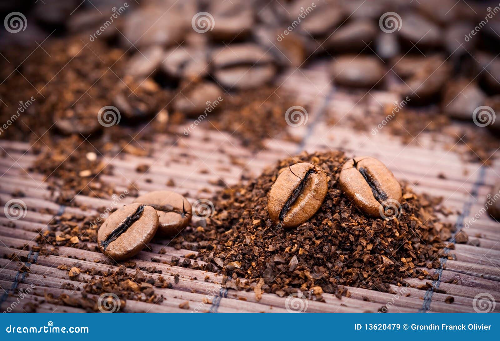 Coffee beans and granules stock image. Image of coffee - 13620479