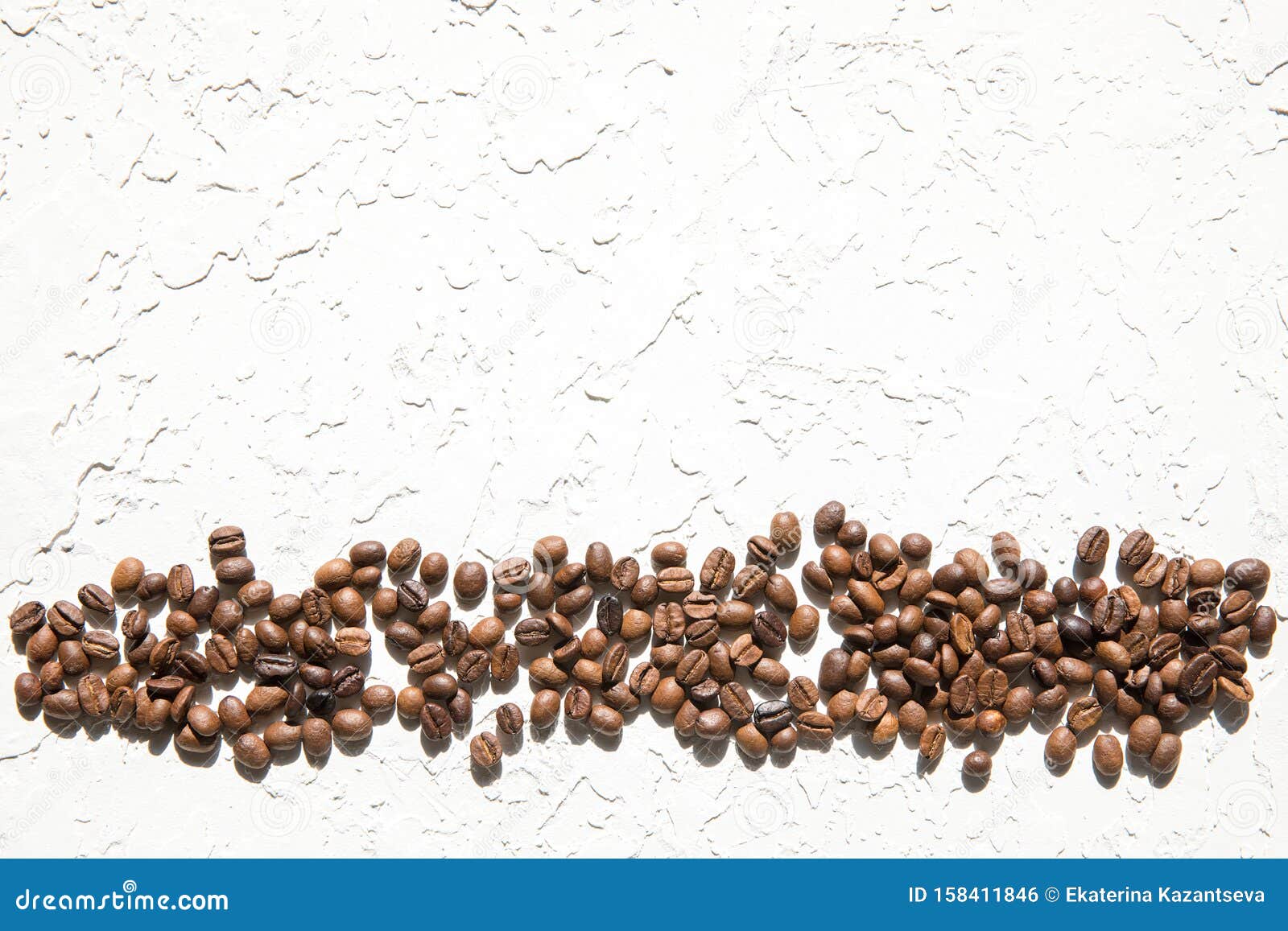 Coffee Beans Horizontal Line on White Background. Copyspace Stock Photo ...