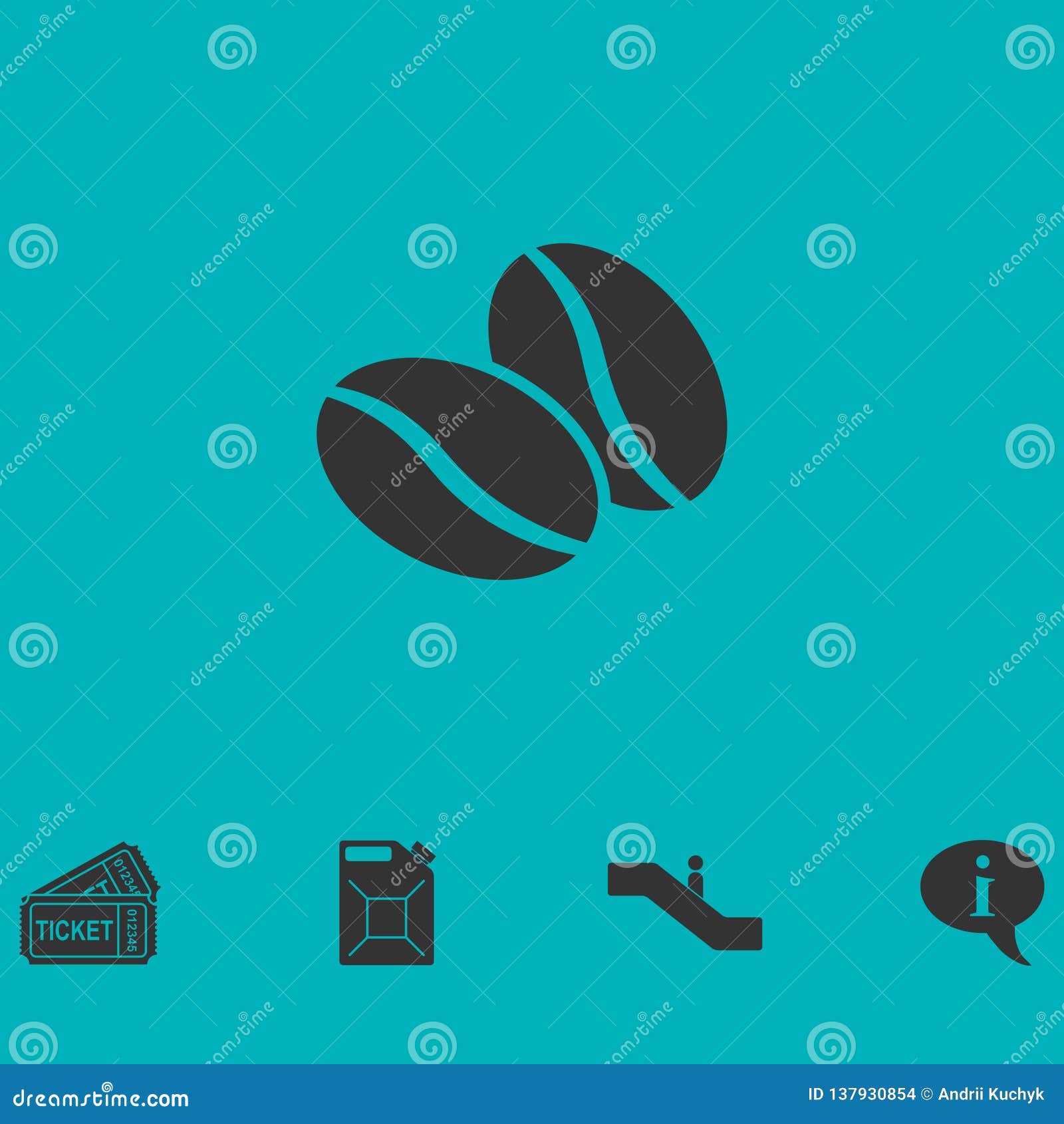 Coffee beans icon flat stock vector. Illustration of coffe - 137930854