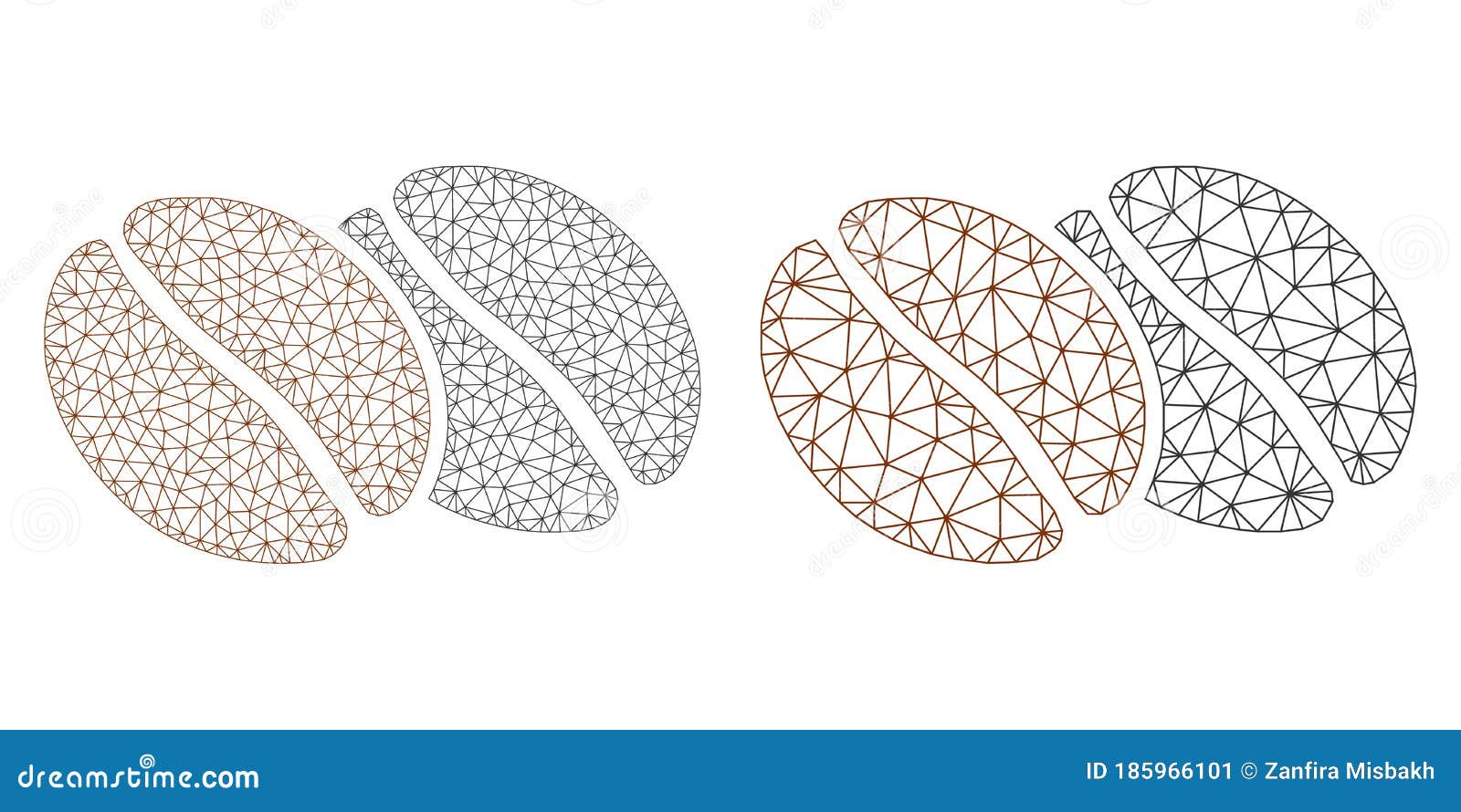 Coffee Beans Icon - Vector Triangular Mesh Stock Vector - Illustration ...