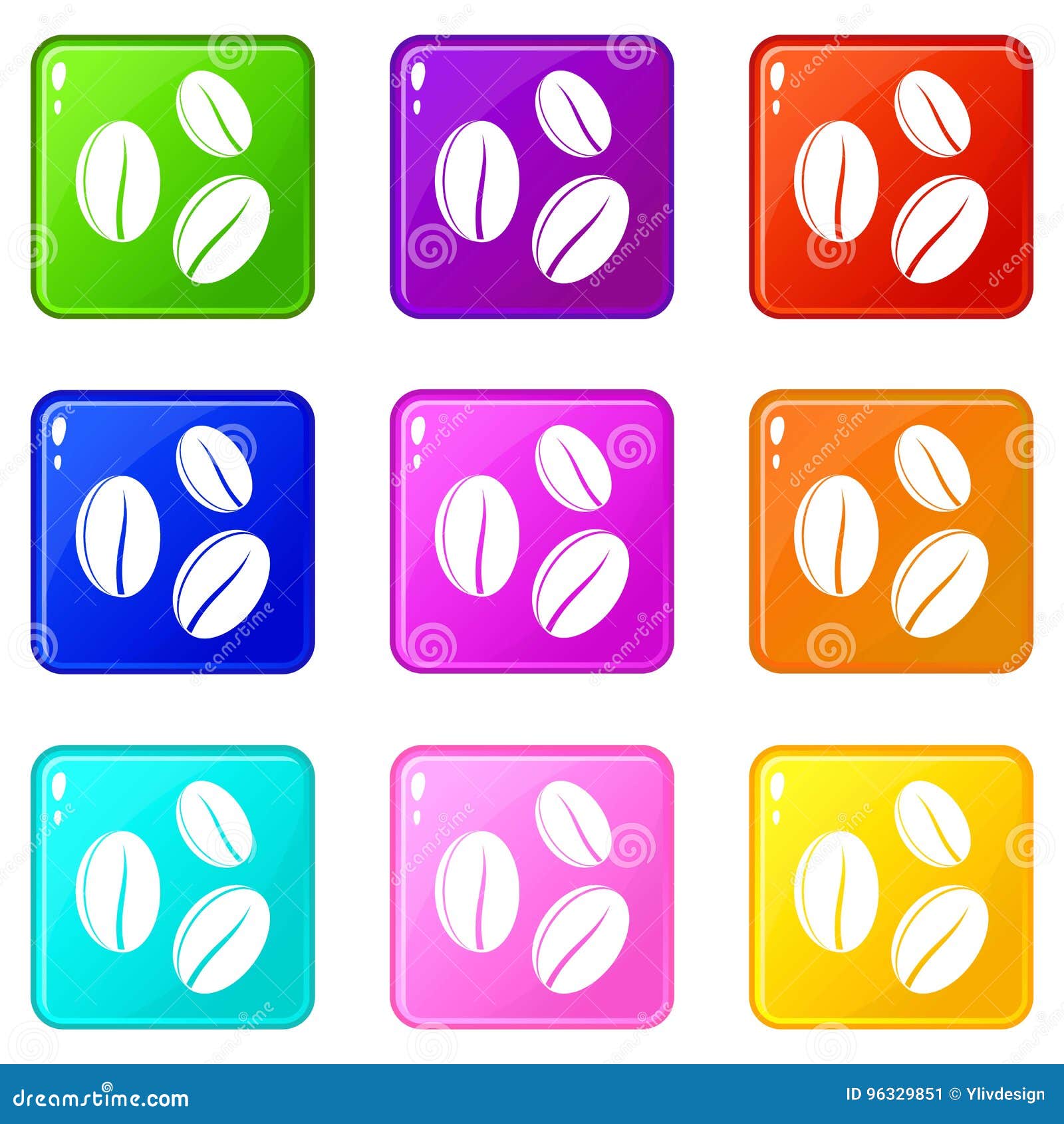 Coffee beans icons 9 set stock vector. Illustration of arabica - 96329851