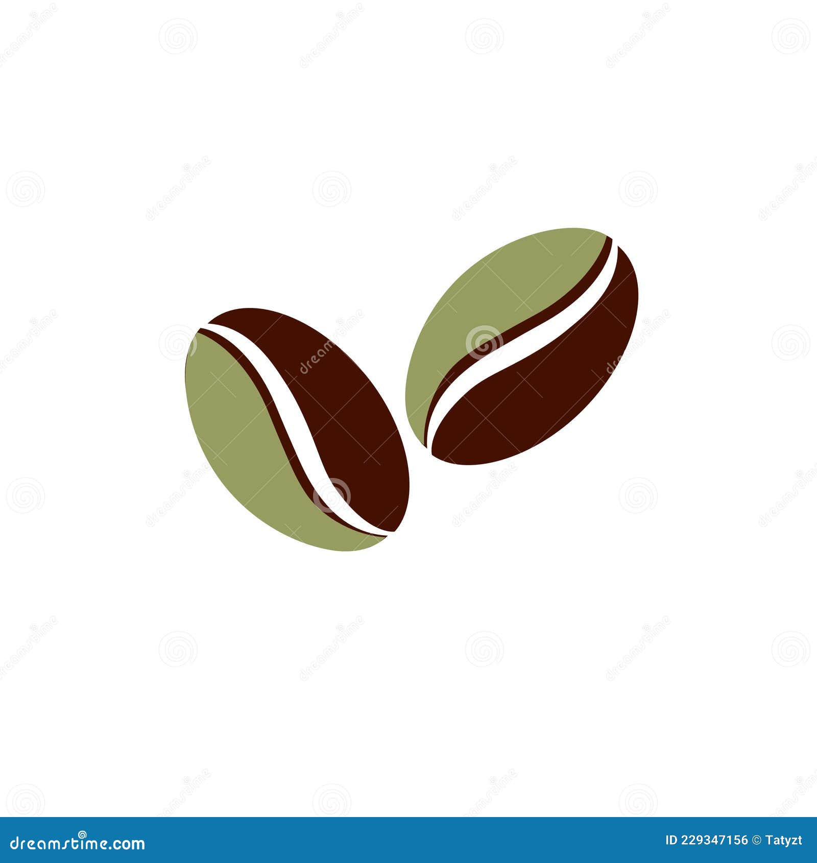 Green Ñ offee Beans Isolated White Background. Icon, Logo Stock Vector ...
