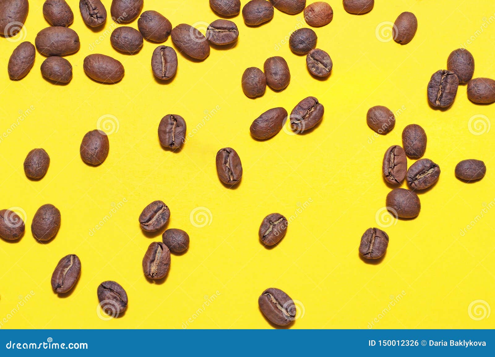 Coffee Beans Isolated on the Yellow Background. Joyful Coffee-theme ...