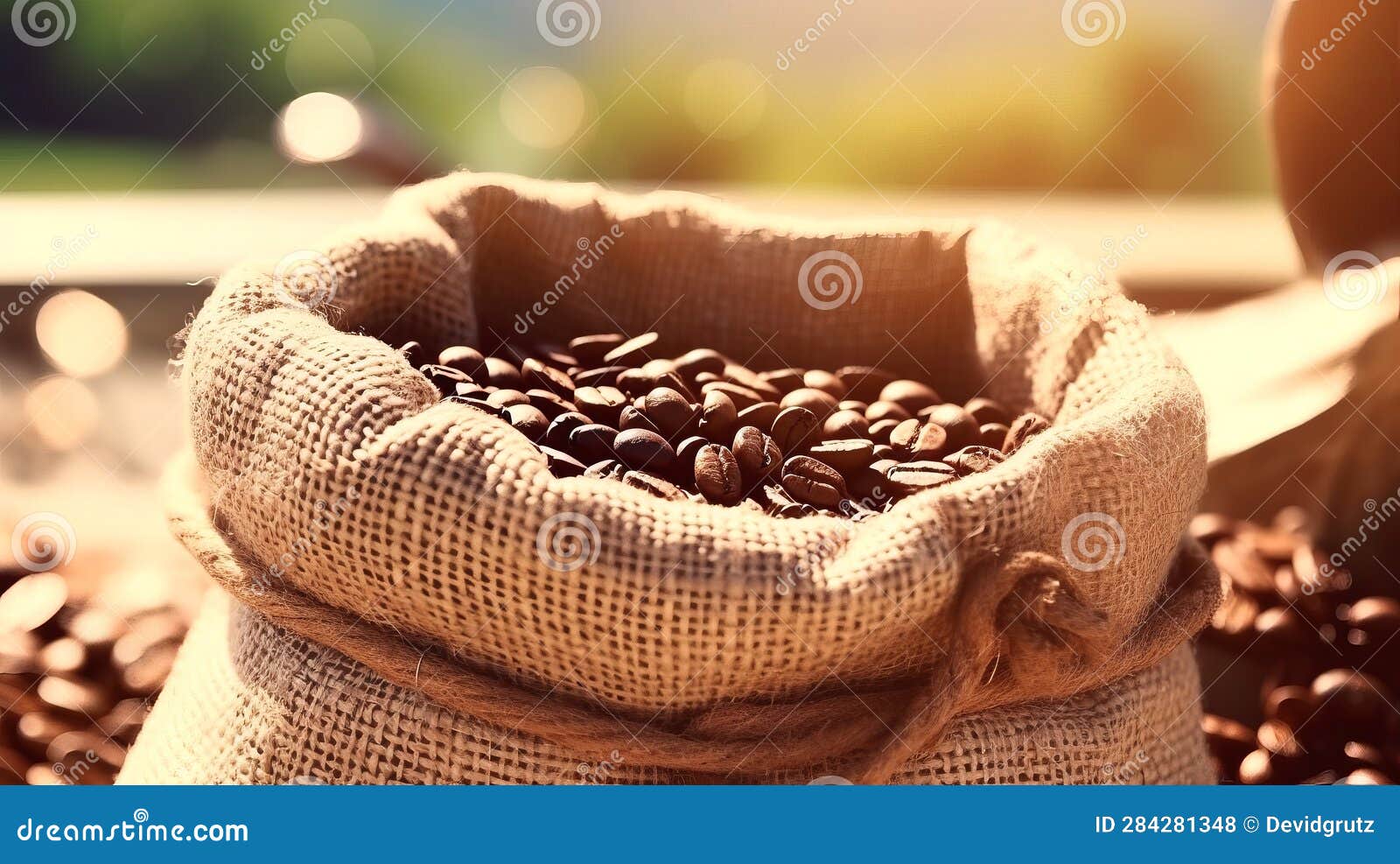Coffee Beans in a Jute Bag Close-up. Generative AI. Stock Photo - Image ...