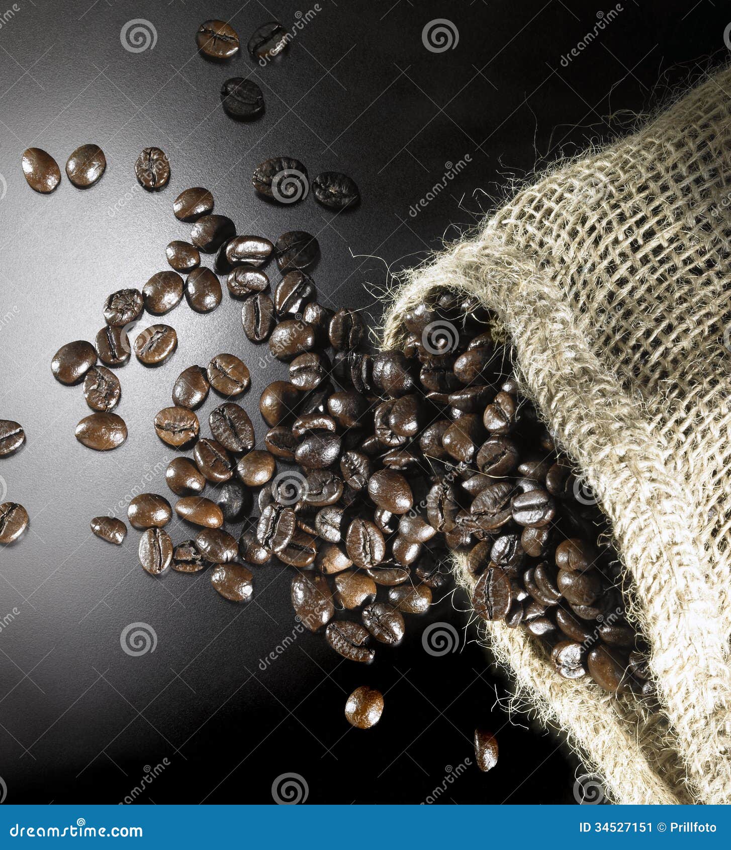 Coffee beans and jute bag stock image. Image of espresso - 34527151