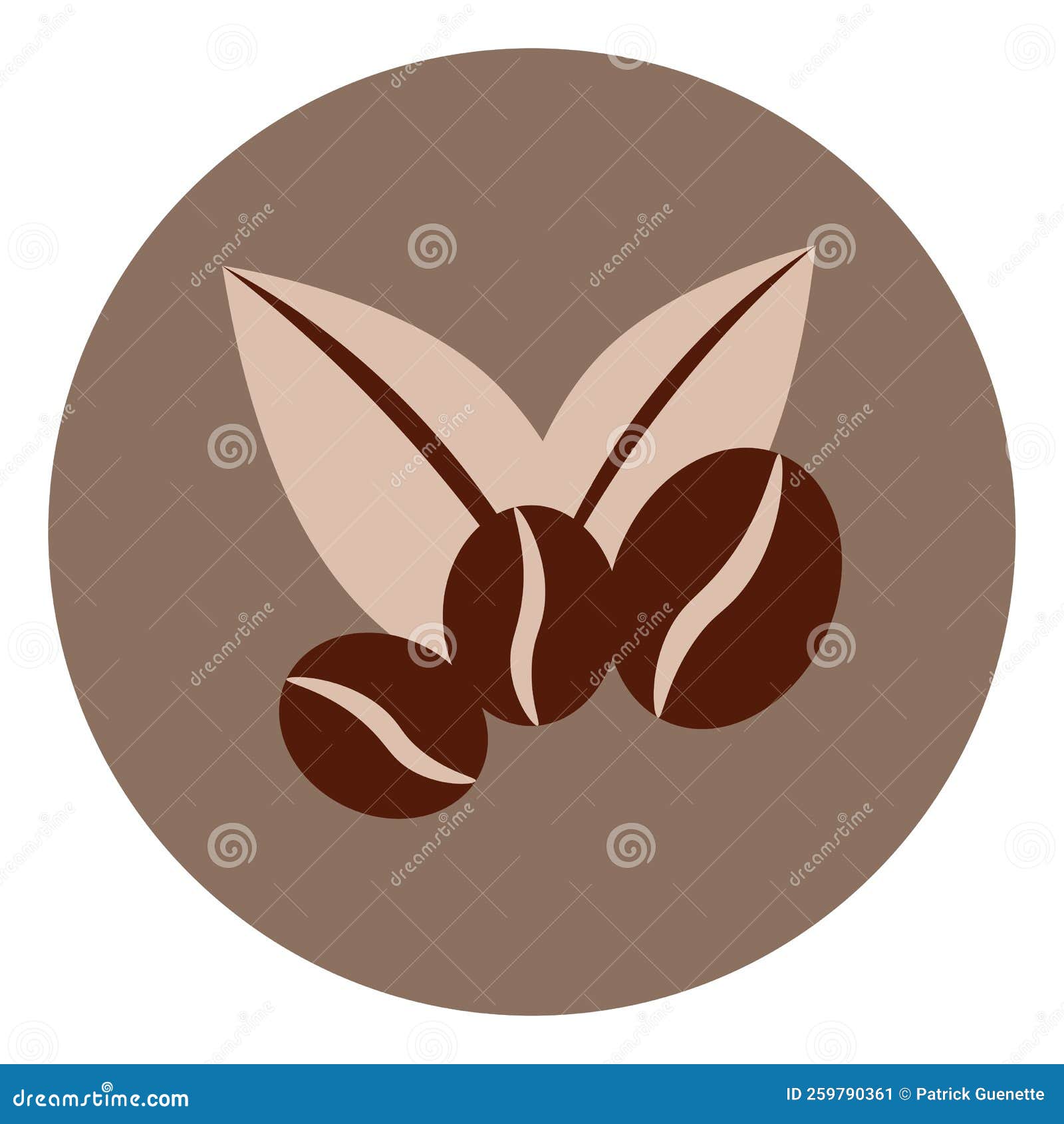 Coffee Beans with Leaves, Icon Stock Vector - Illustration of fresh ...