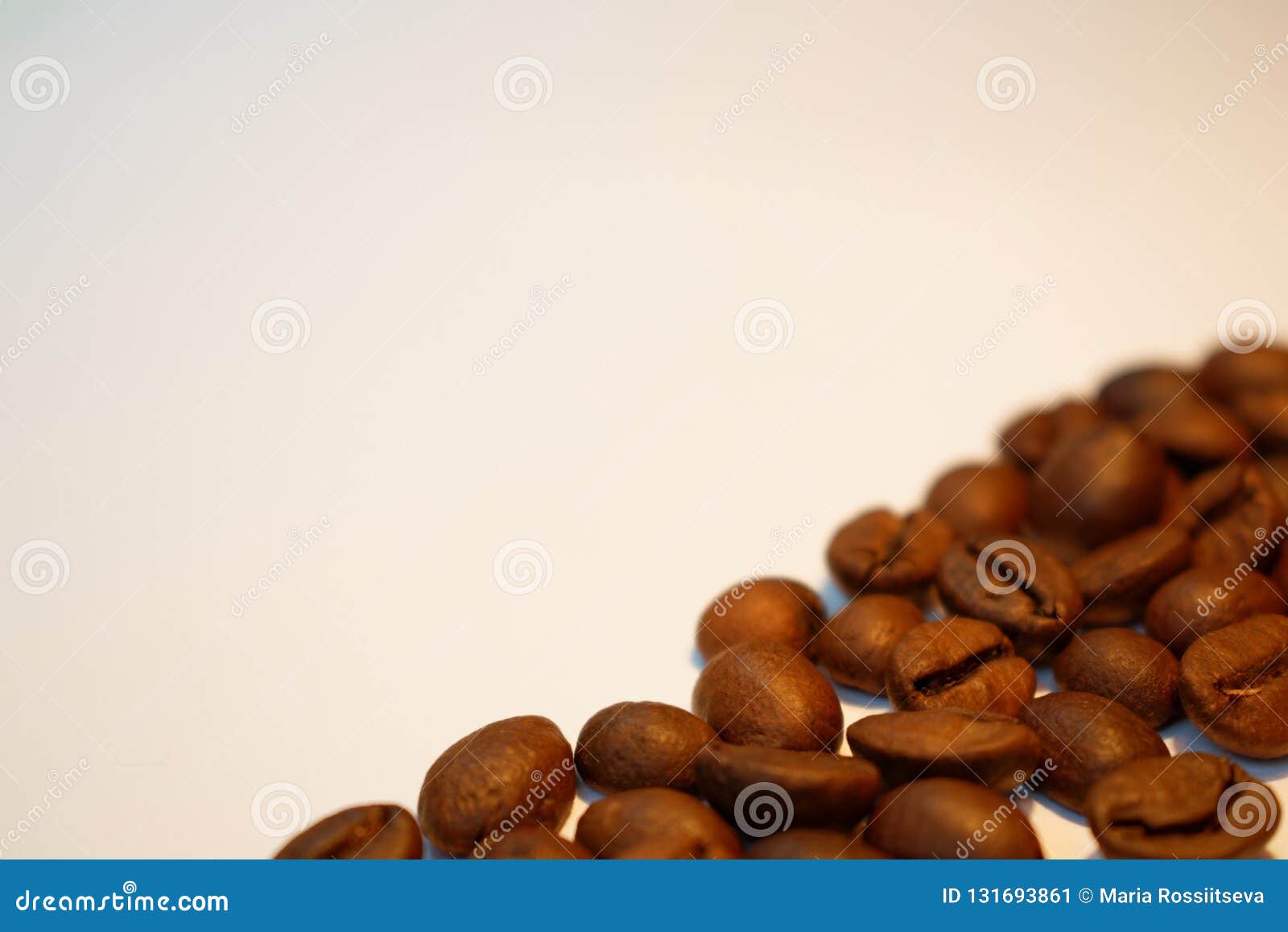 Coffee Beans on Light Beige Background with Soft Focus. Copu Space ...