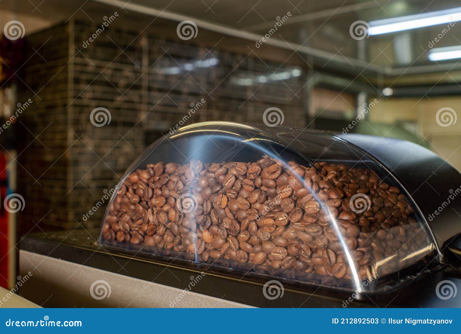 Coffee Beans in a Coffee Machine for Preparing a Delicious Coffee Drink ...