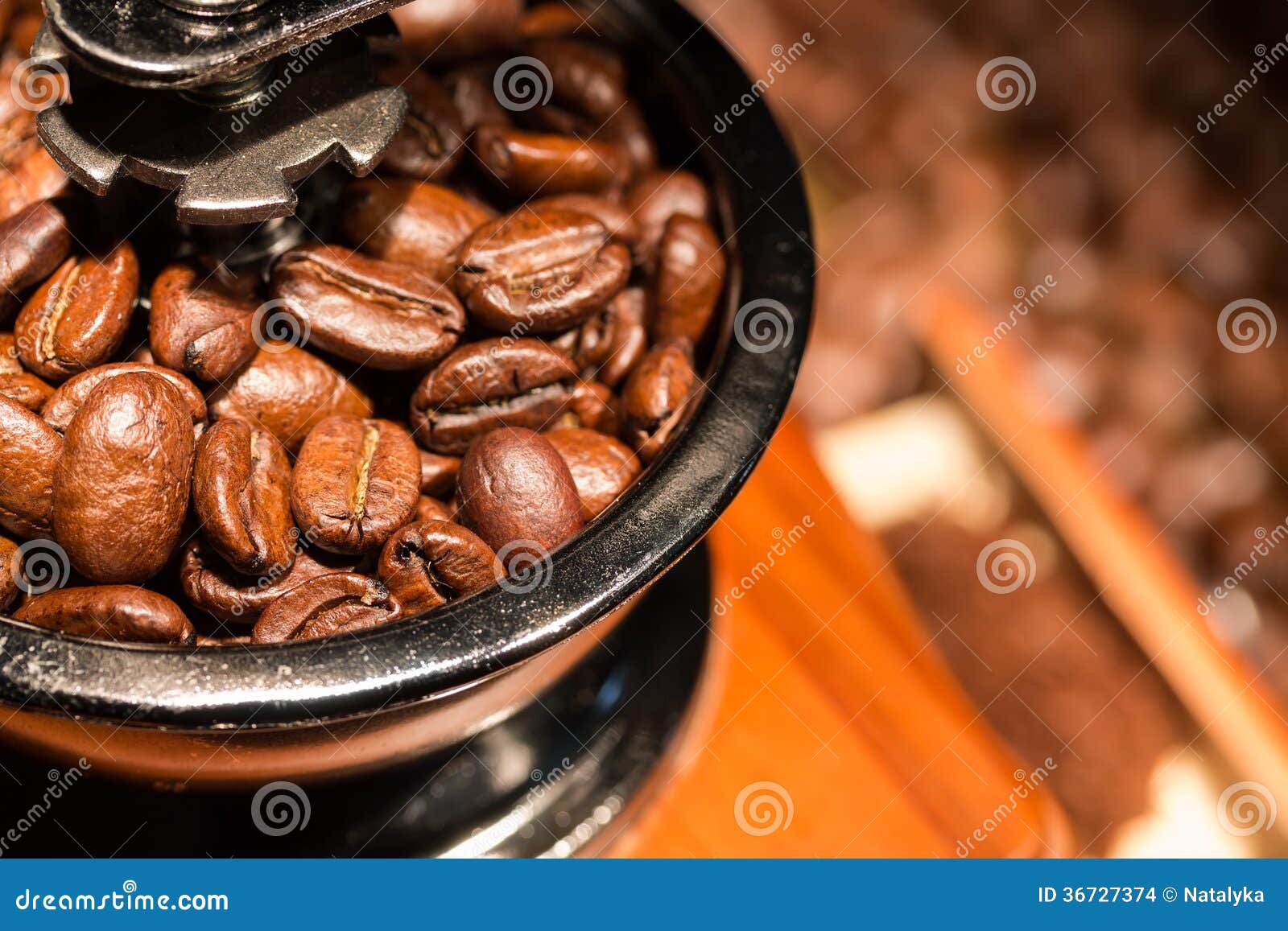 Coffee beans in a mill. stock photo. Image of cafe, grain - 36727374