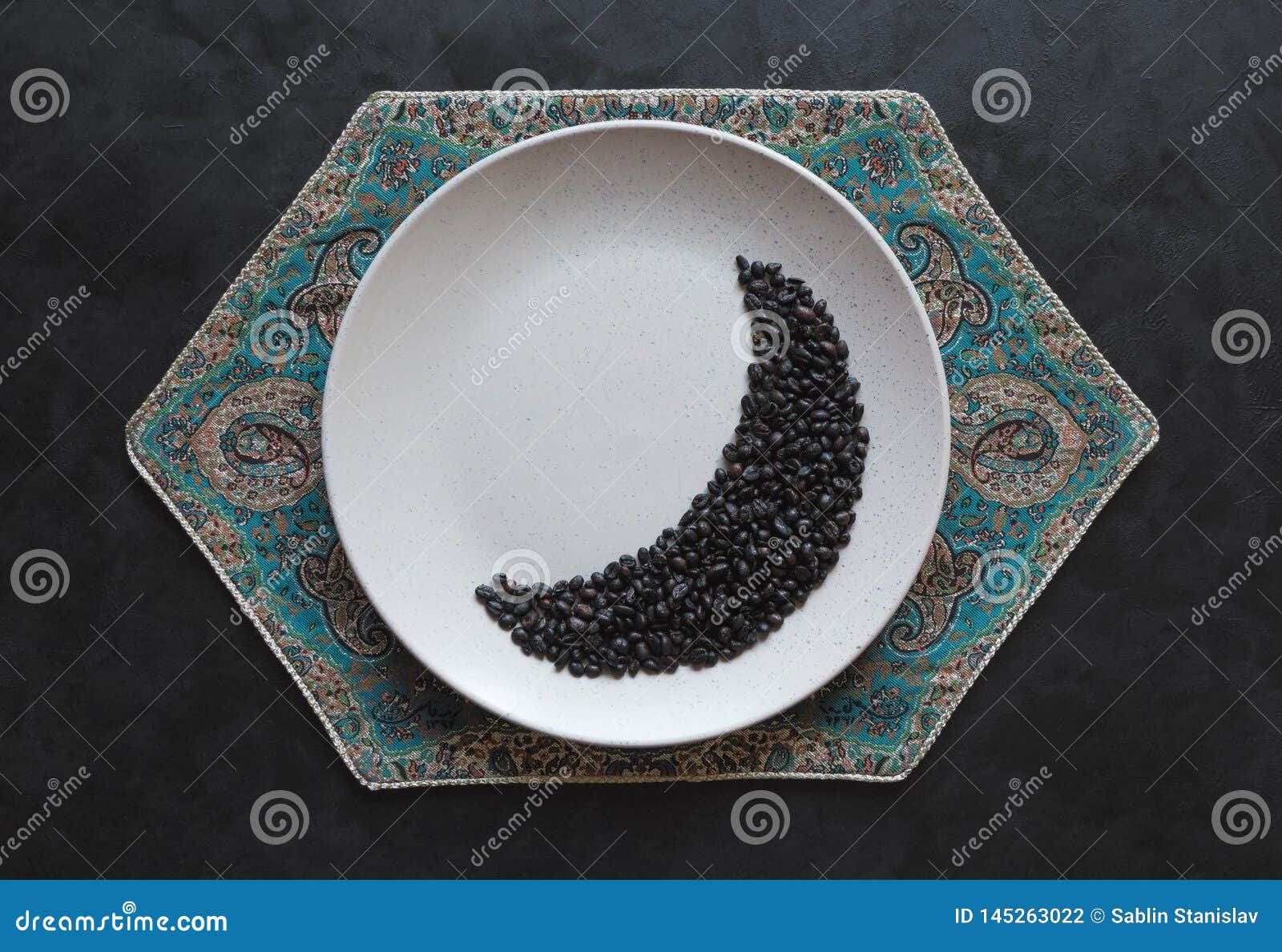Coffee Beans in Moon Shape on a Plate. Stock Photo - Image of arabic ...