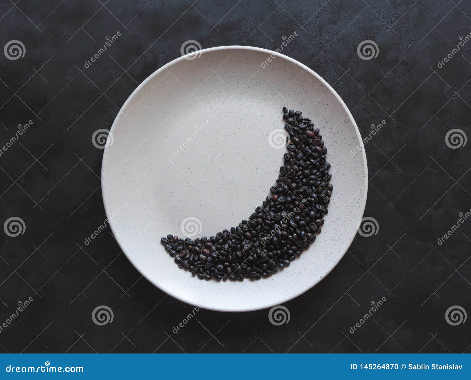 Coffee Beans in Moon Shape on a Plate. Stock Photo - Image of creative ...