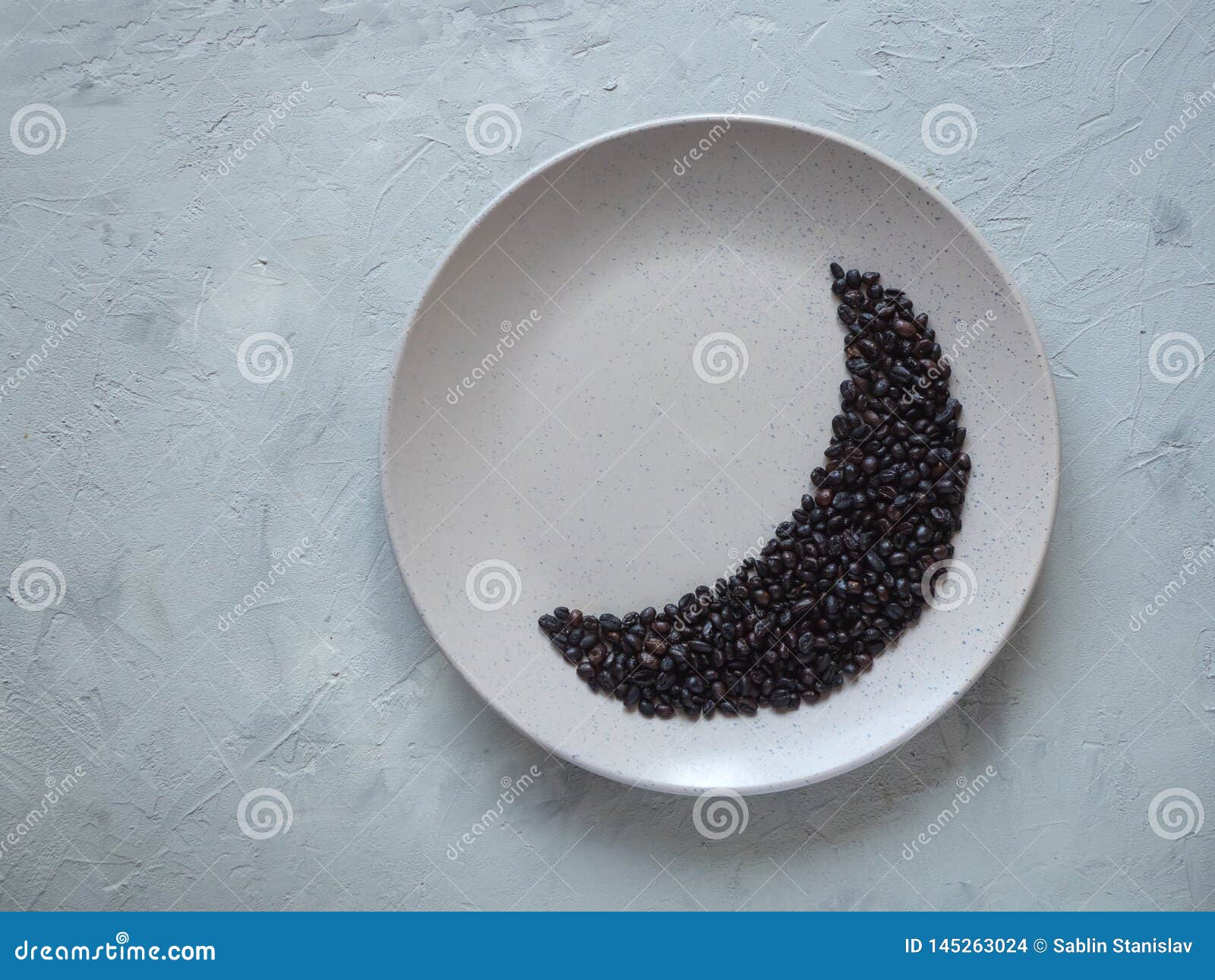 Coffee Beans in Moon Shape on a Plate. Stock Photo - Image of design ...