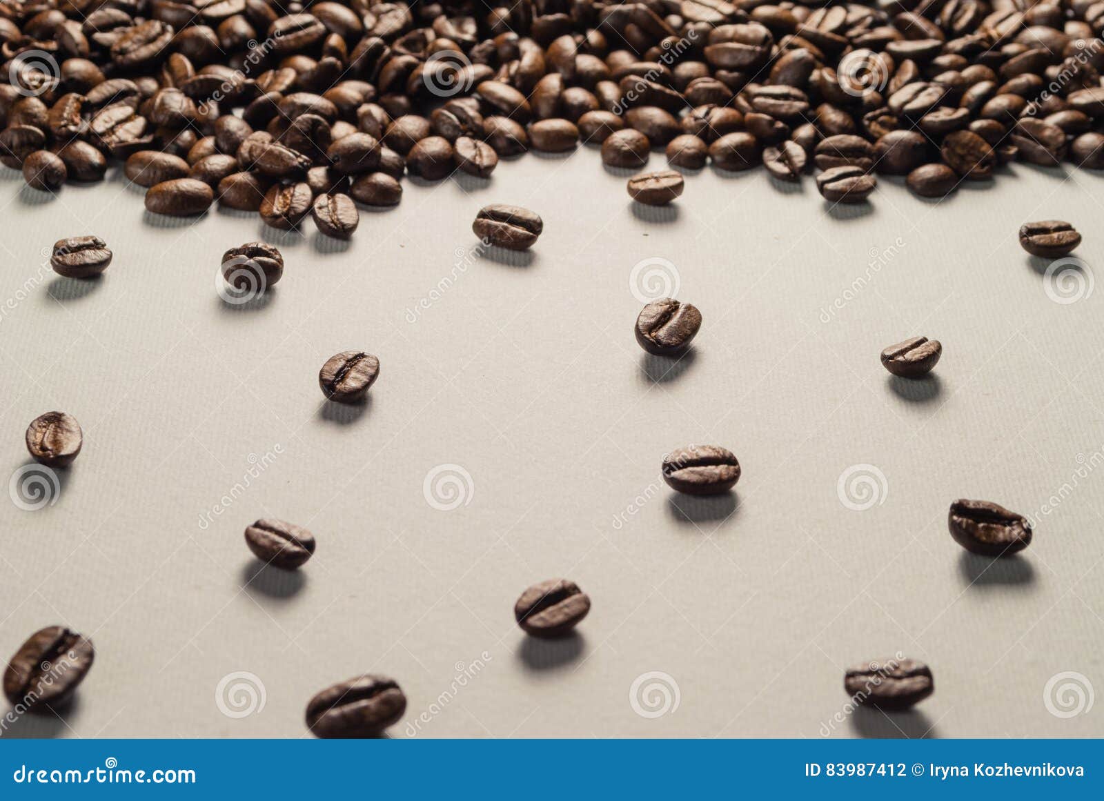 Coffee Beans on Neutral Gray Background. Dark Roast Coffee. Stock Photo ...
