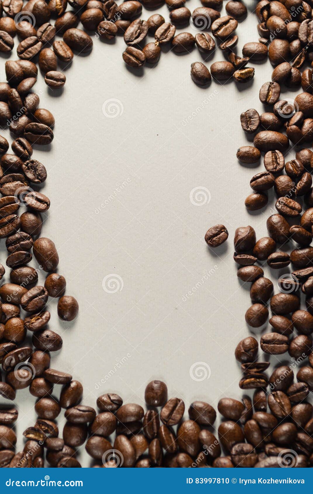 Coffee Beans on Neutral Gray Background. Dark Roast Coffee. Stock Photo ...