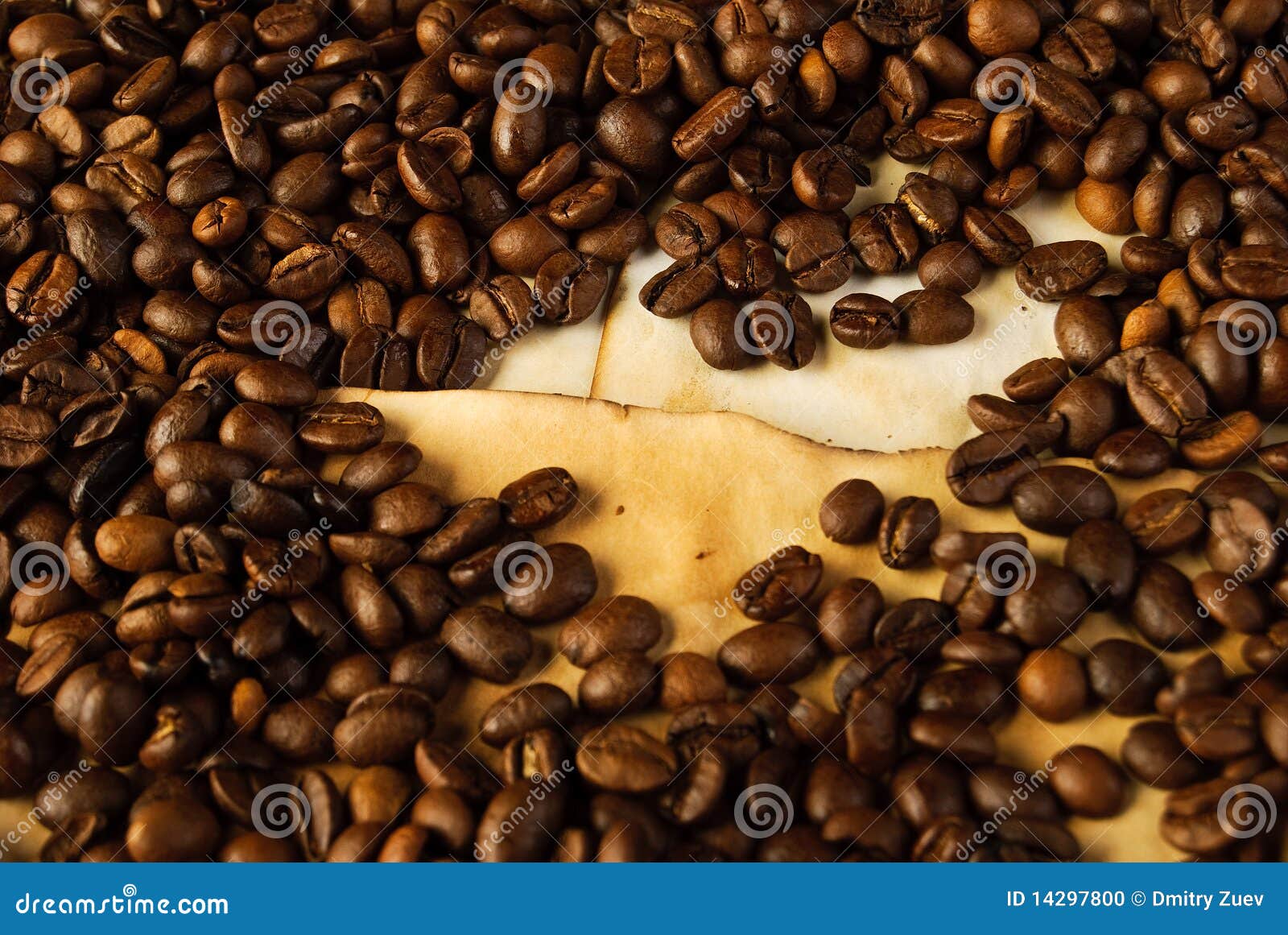 Coffee beans on old paper stock photo. Image of vintage - 14297800