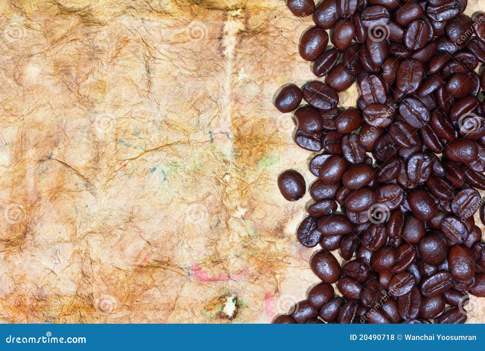 Coffee beans on old paper stock photo. Image of black - 20490718