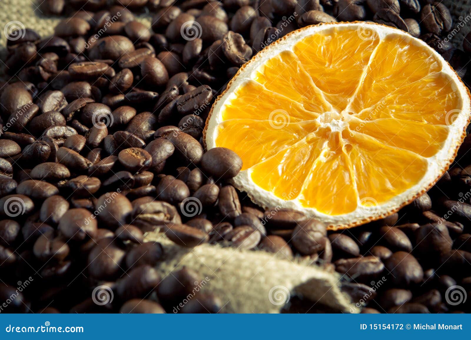Coffee beans with orange stock photo. Image of nutrition - 15154172