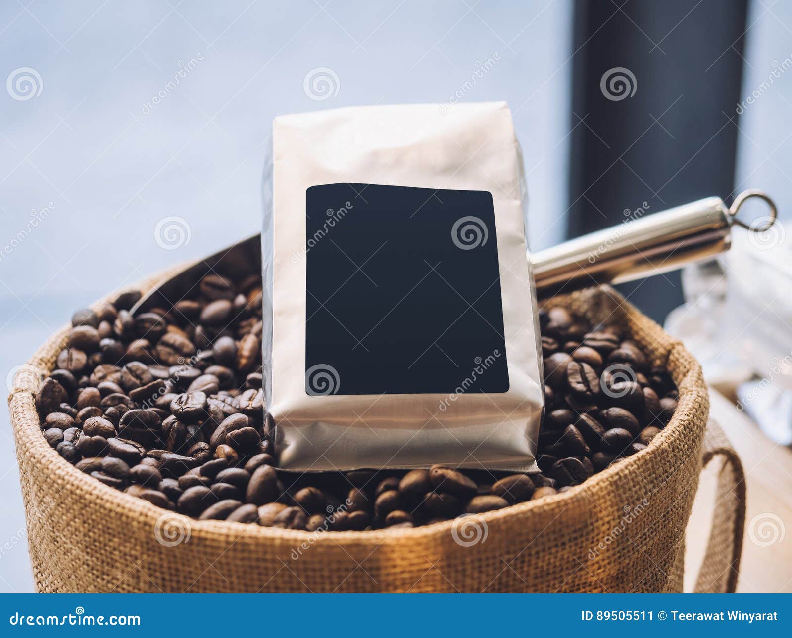 Coffee Beans Package Blank Label Mock Up Retail Shop Display Stock ...