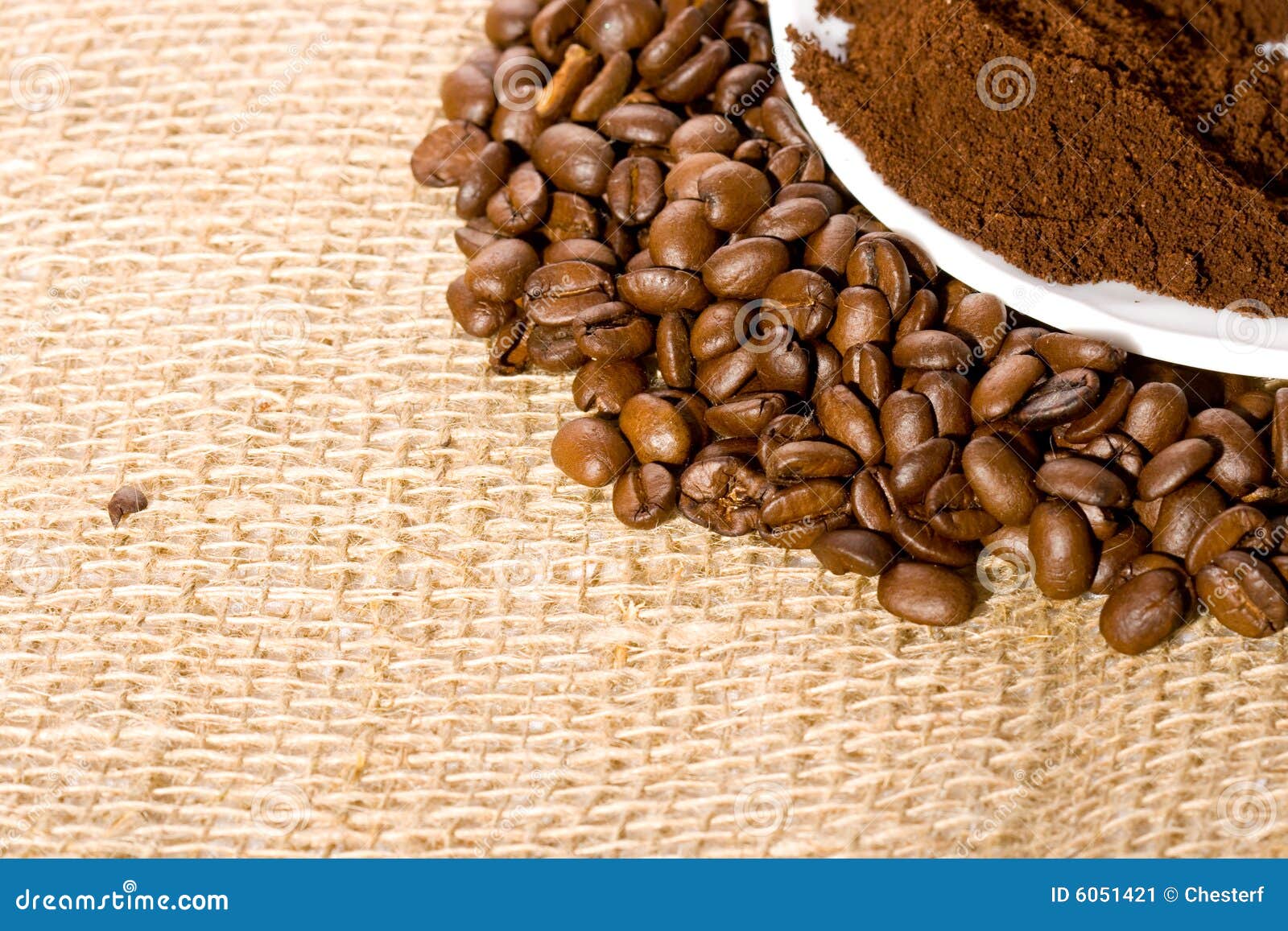 Coffee beans and powder stock image. Image of close, brown - 6051421