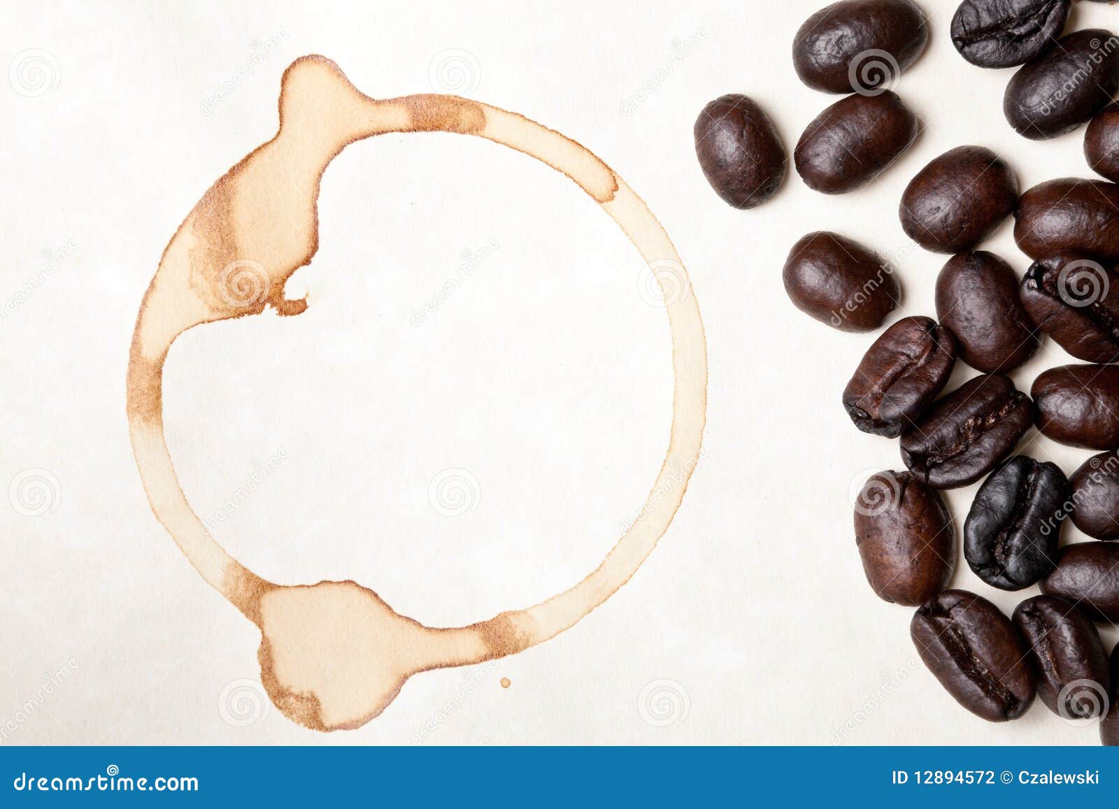 Coffee Beans and Ring Stain Stock Photo - Image of cafe, blot: 12894572