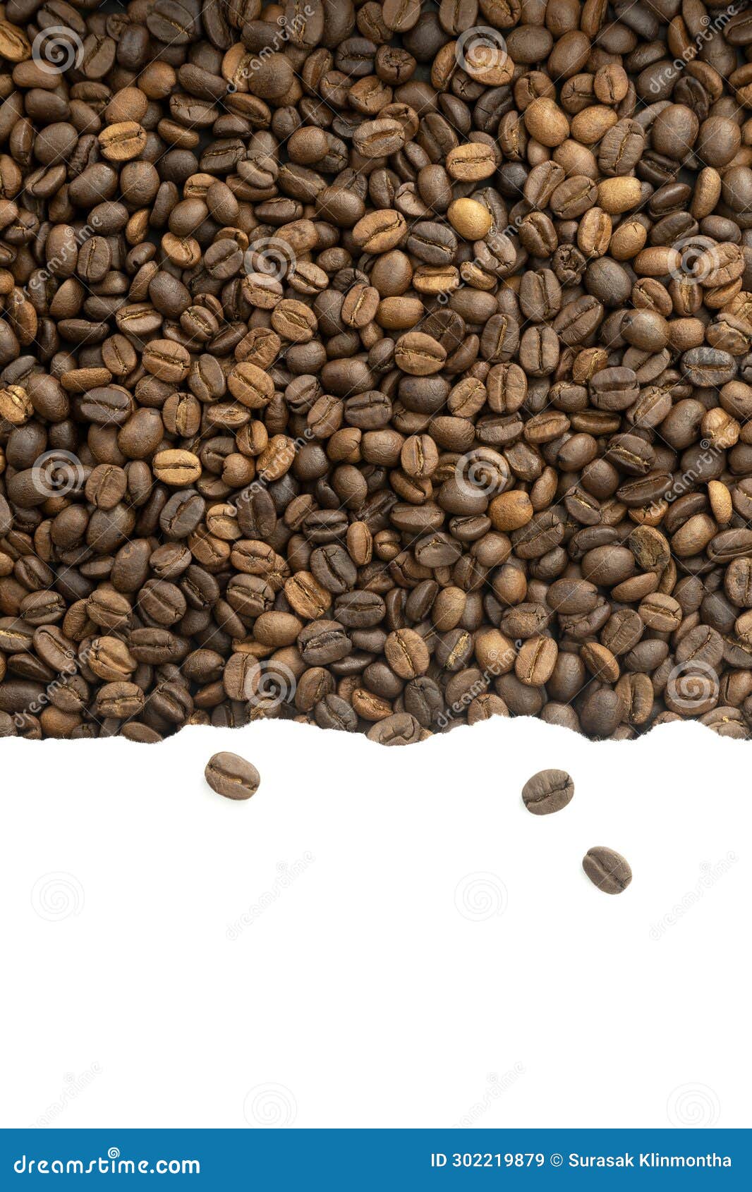 Coffee Beans and Ripped Paper Background. Copyspace for Your Text Stock ...