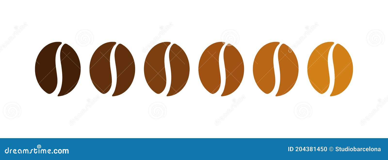 Coffee Beans Roast Level Collection Stock Vector - Illustration of ...