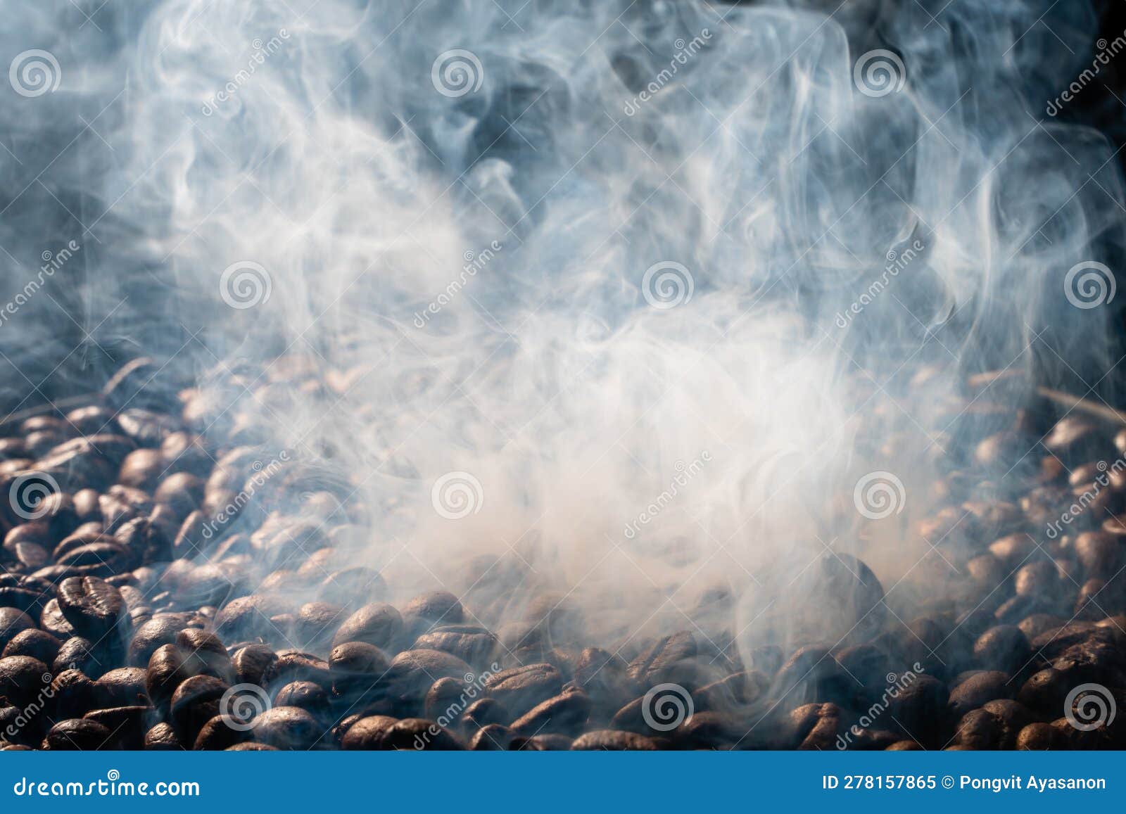 Coffee Beans Roasting with Smoke, Selective Focus, and Soft Focus Stock ...