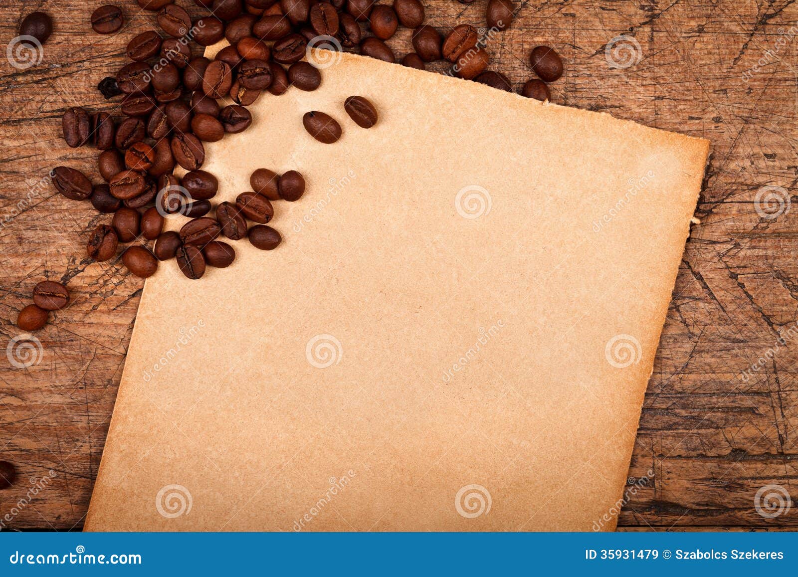 Coffee Beans with Rustic Paper Stock Image - Image of ancient, page ...