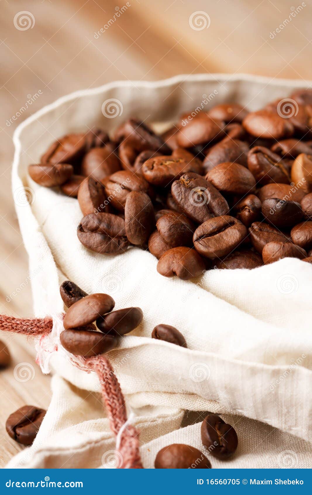 Coffee beans in sack stock image. Image of rough, macro - 16560705